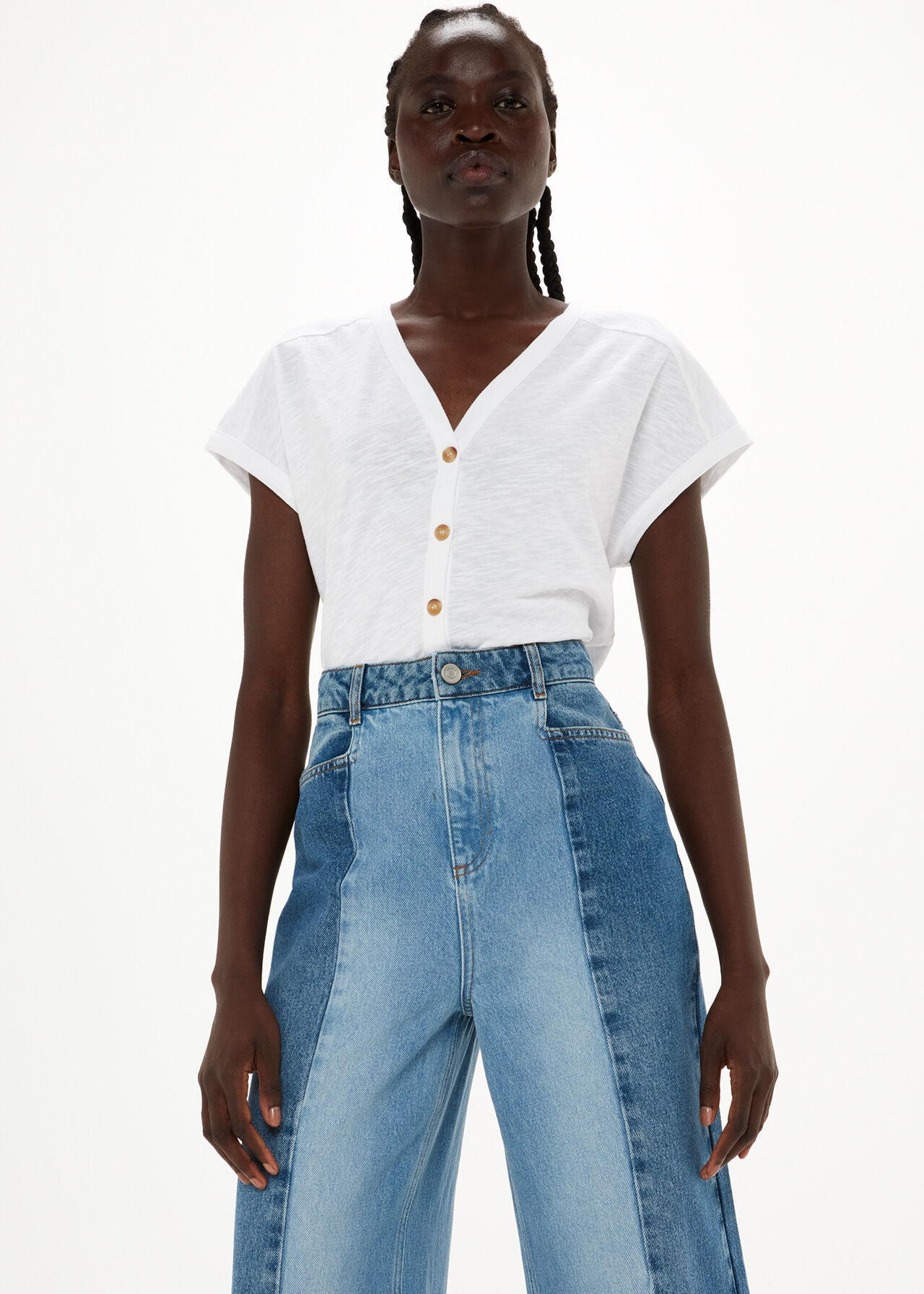 White Aubrie Button Through Top | WHISTLES | Whistles UK