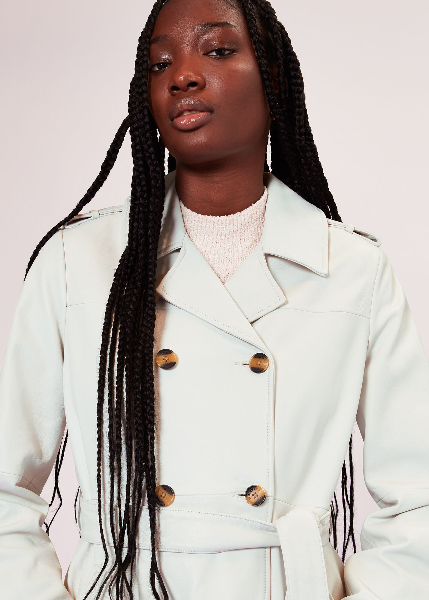 White Gemma Leather Trench Coat | WHISTLES | Whistles UK