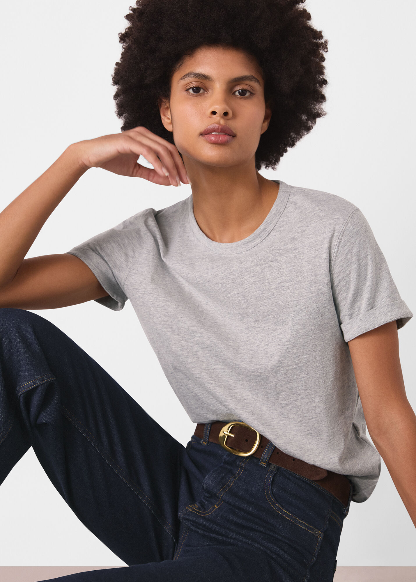 Dark Denim Stretch Barrel Leg Jean | WHISTLES | Whistles UK