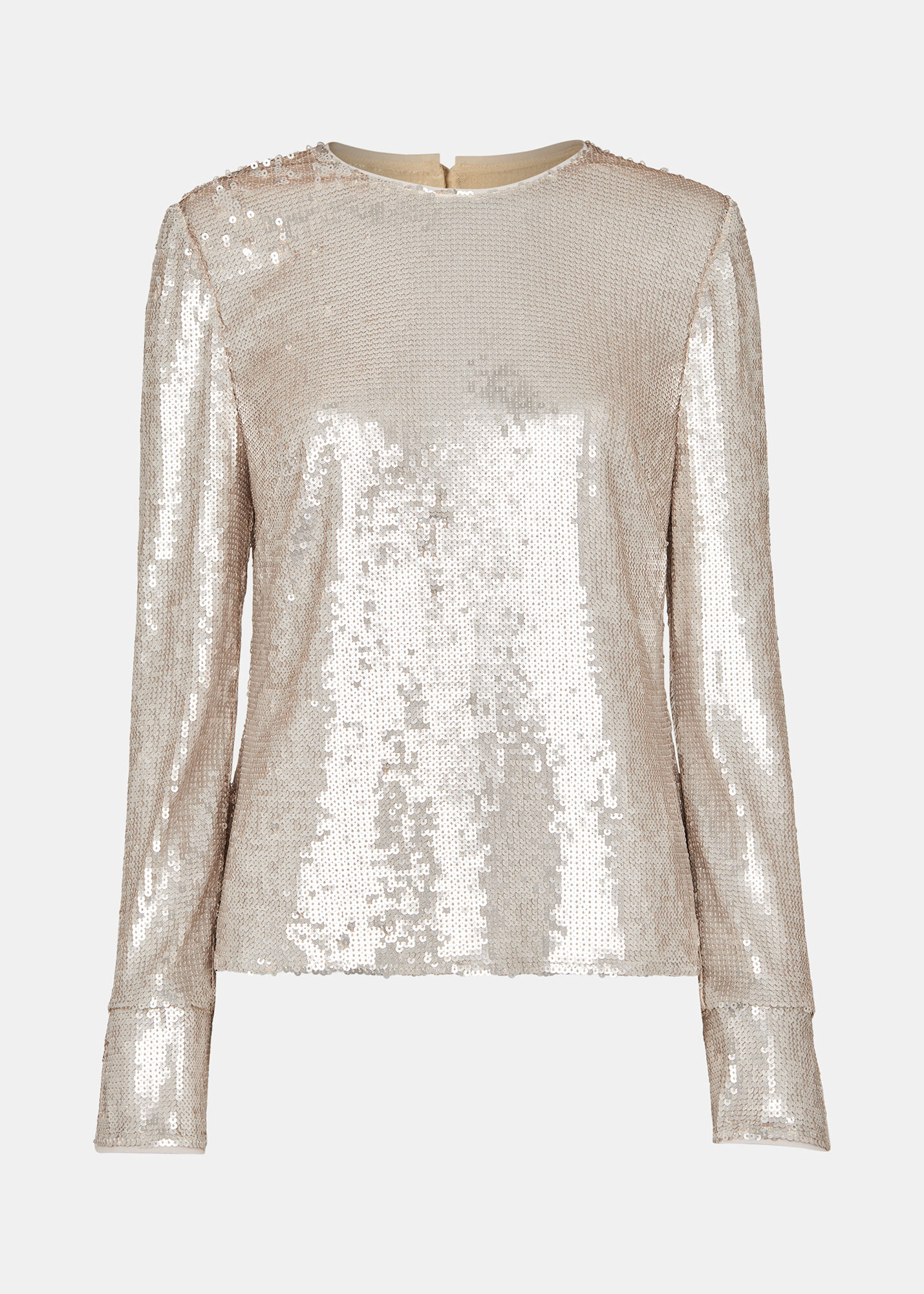 Silver Sequin Long Sleeve Tunic Top With High Round Neck | Whistles ...
