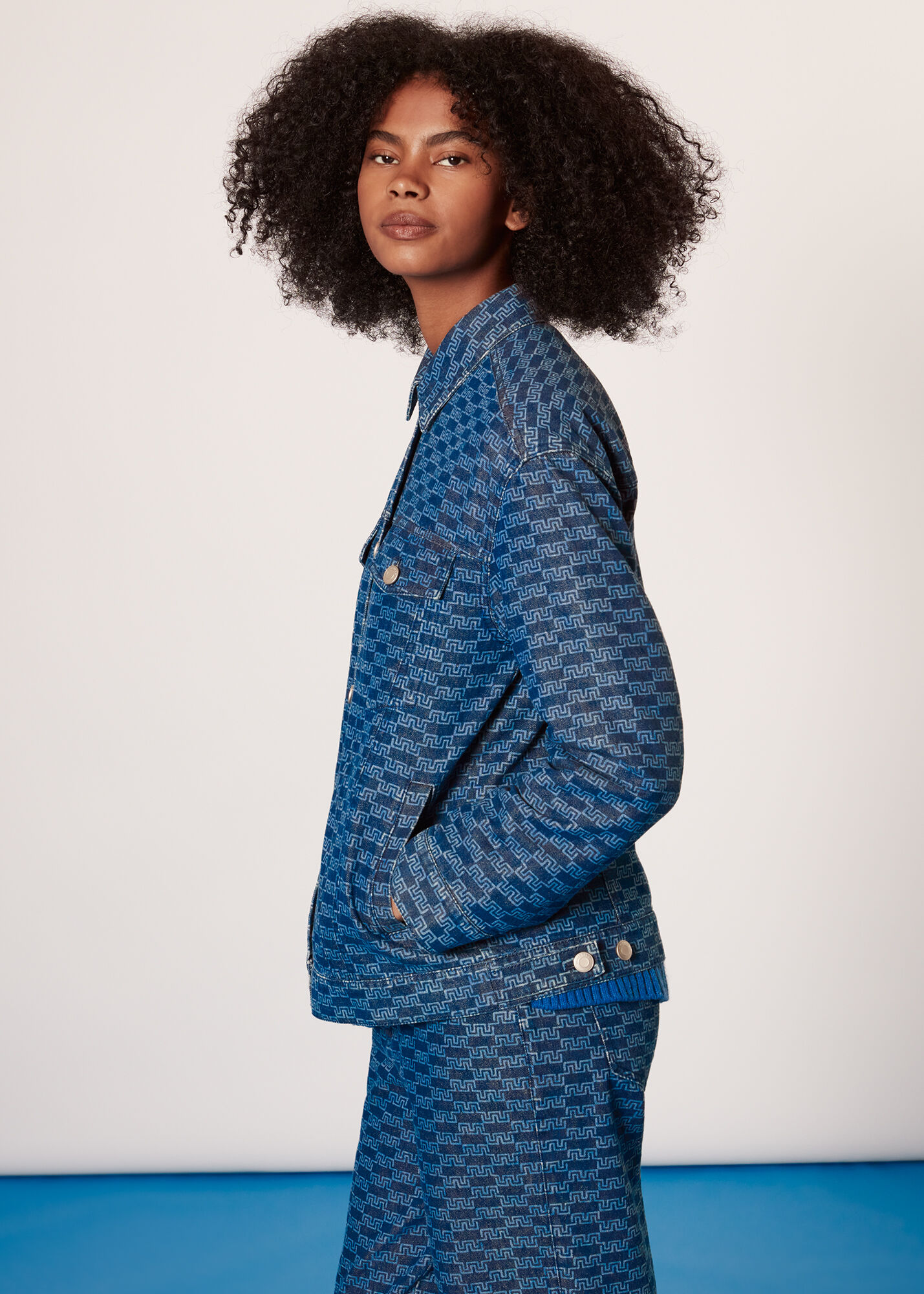 Denim Tangle Check Denim Jacket | WHISTLES | Whistles US