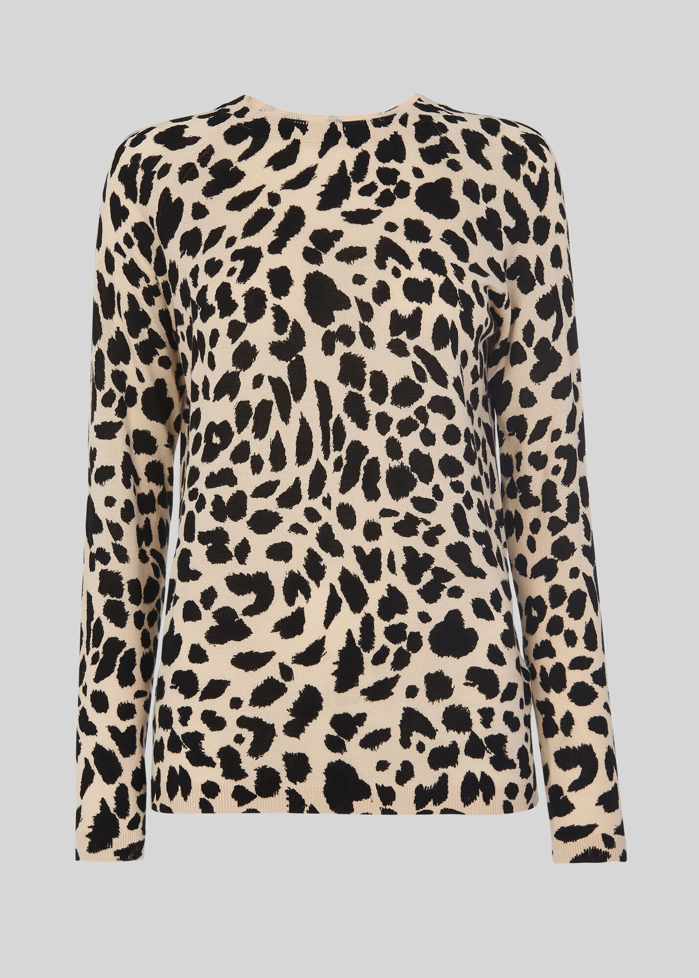 Leopard Print Brushed Cheetah Crew Neck Knit | WHISTLES