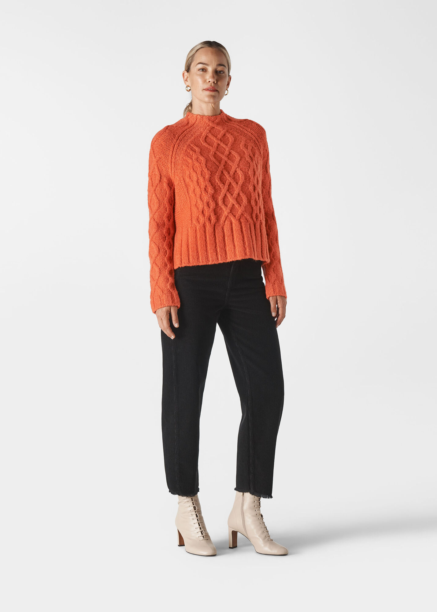 Orange Modern Cable Knit | WHISTLES | Whistles US