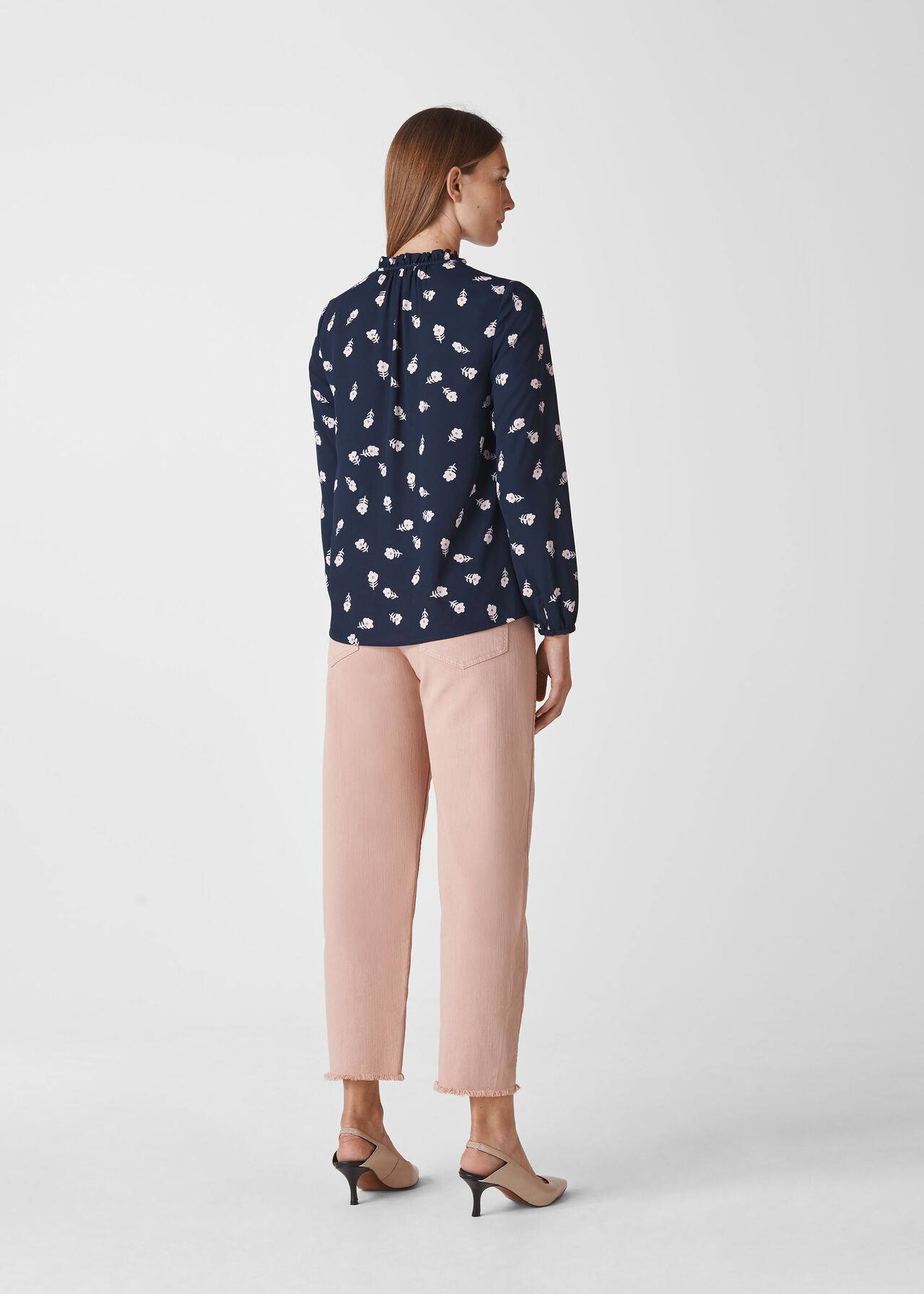 Navy/Multi Rowan Print Layla Blouse | WHISTLES | Whistles UK