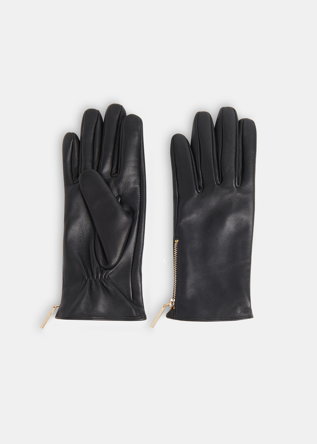 Black Zip Leather Gloves | WHISTLES