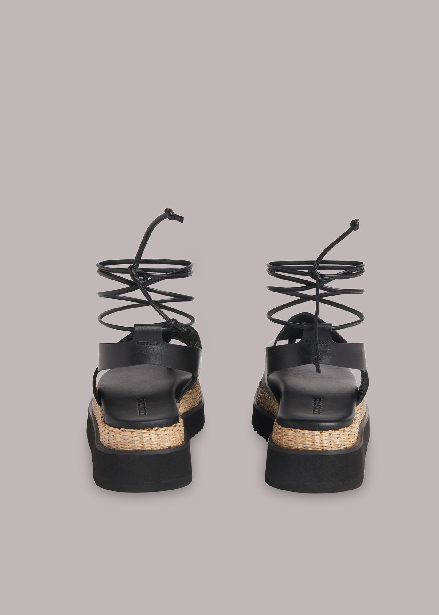 Black Lia Raffia Platform Sandal | WHISTLES | Whistles UK