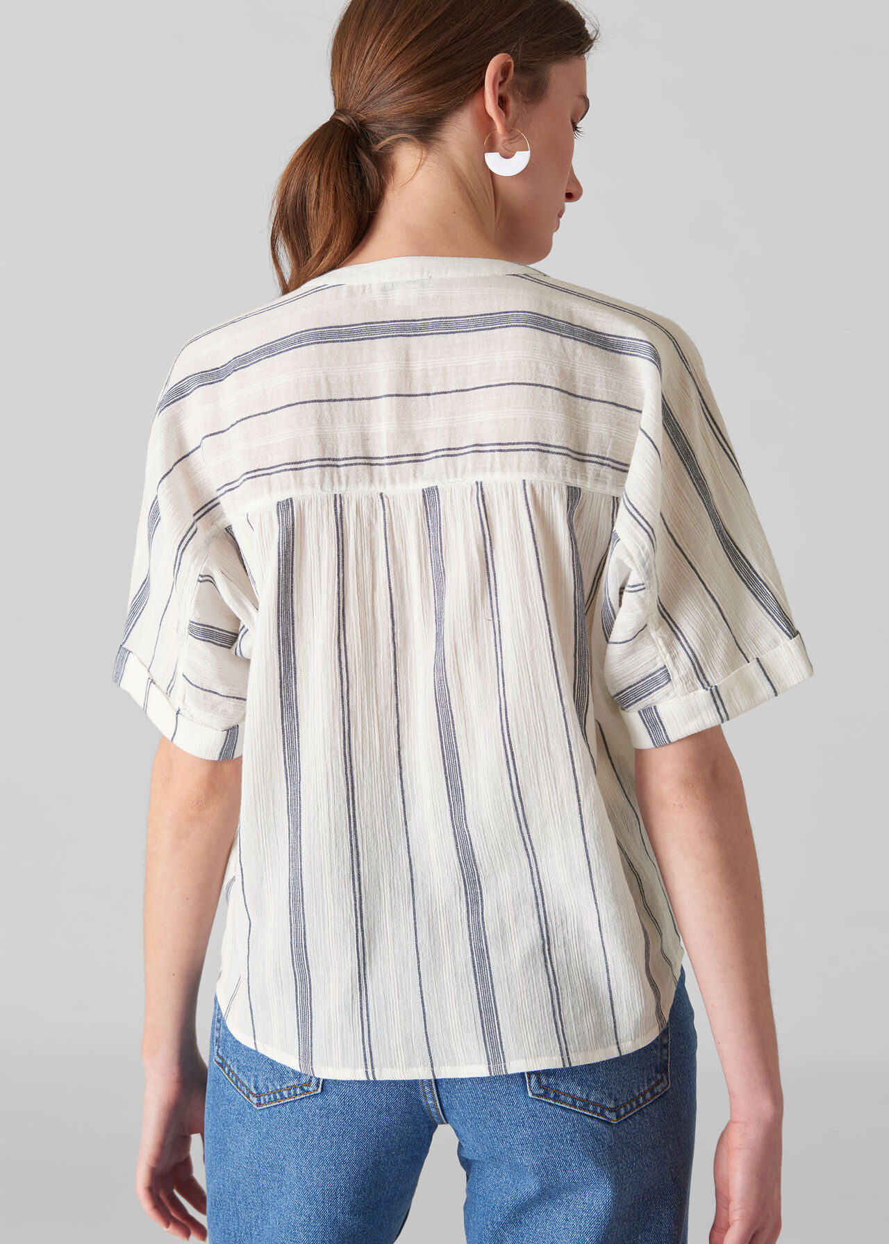 Multi Stripe Paula Blouse, White/Multi | WHISTLES