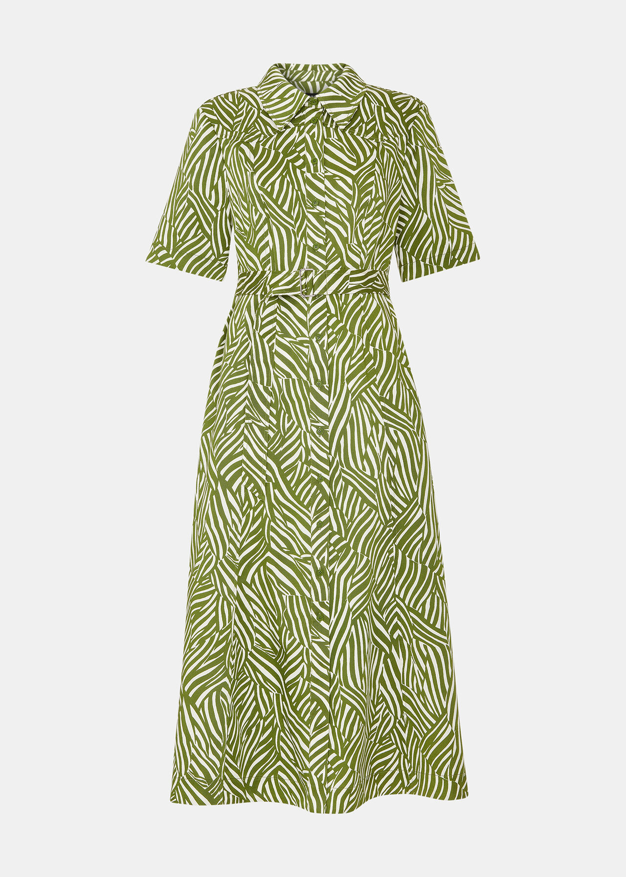 Green/Multi Linear Leaf Midi Dress | WHISTLES | Whistles US