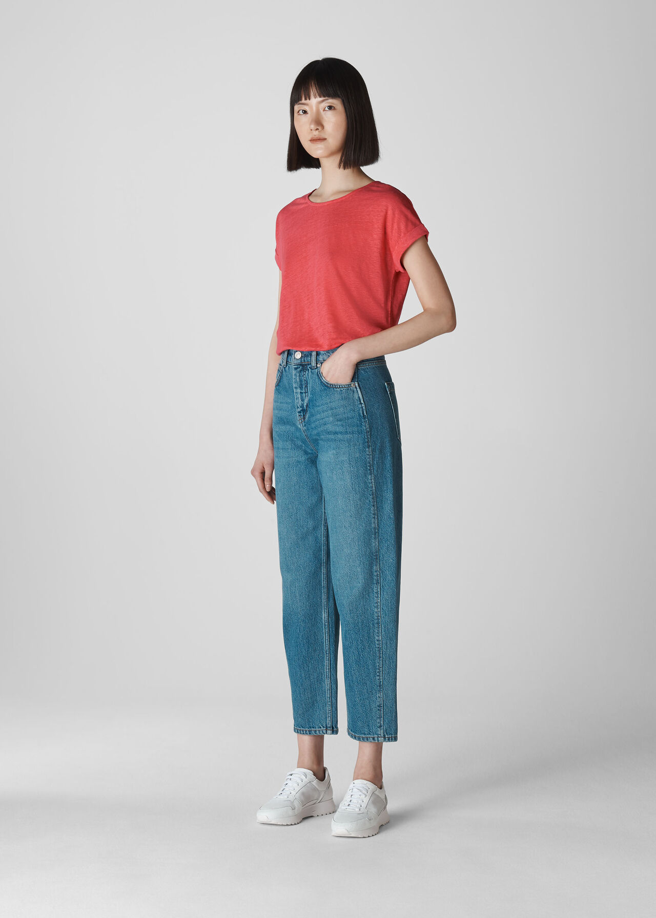 Coral Relaxed Linen Tee | WHISTLES | Whistles US