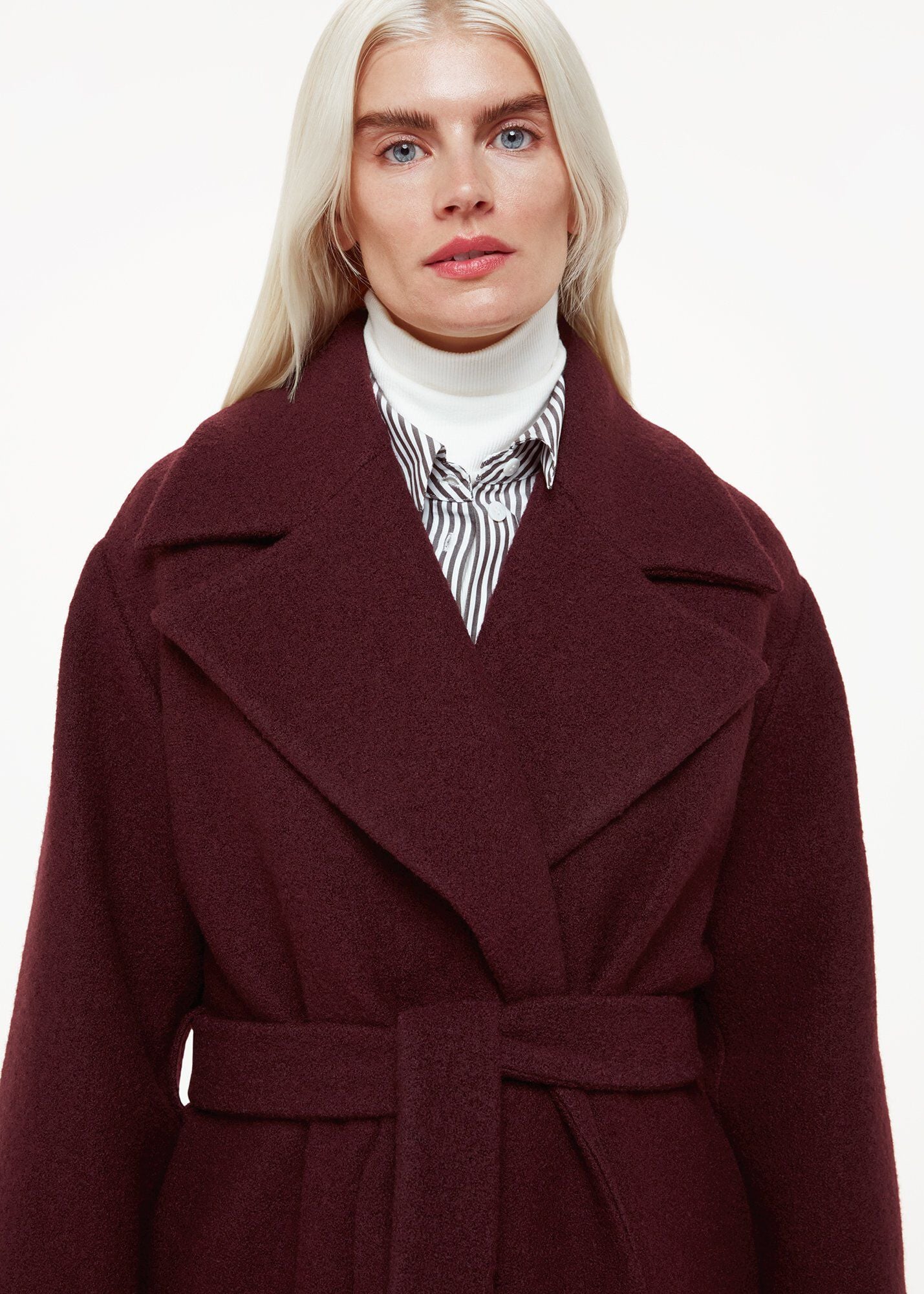 Burgundy Lorna Wrap Wool Coat | WHISTLES | Whistles UK