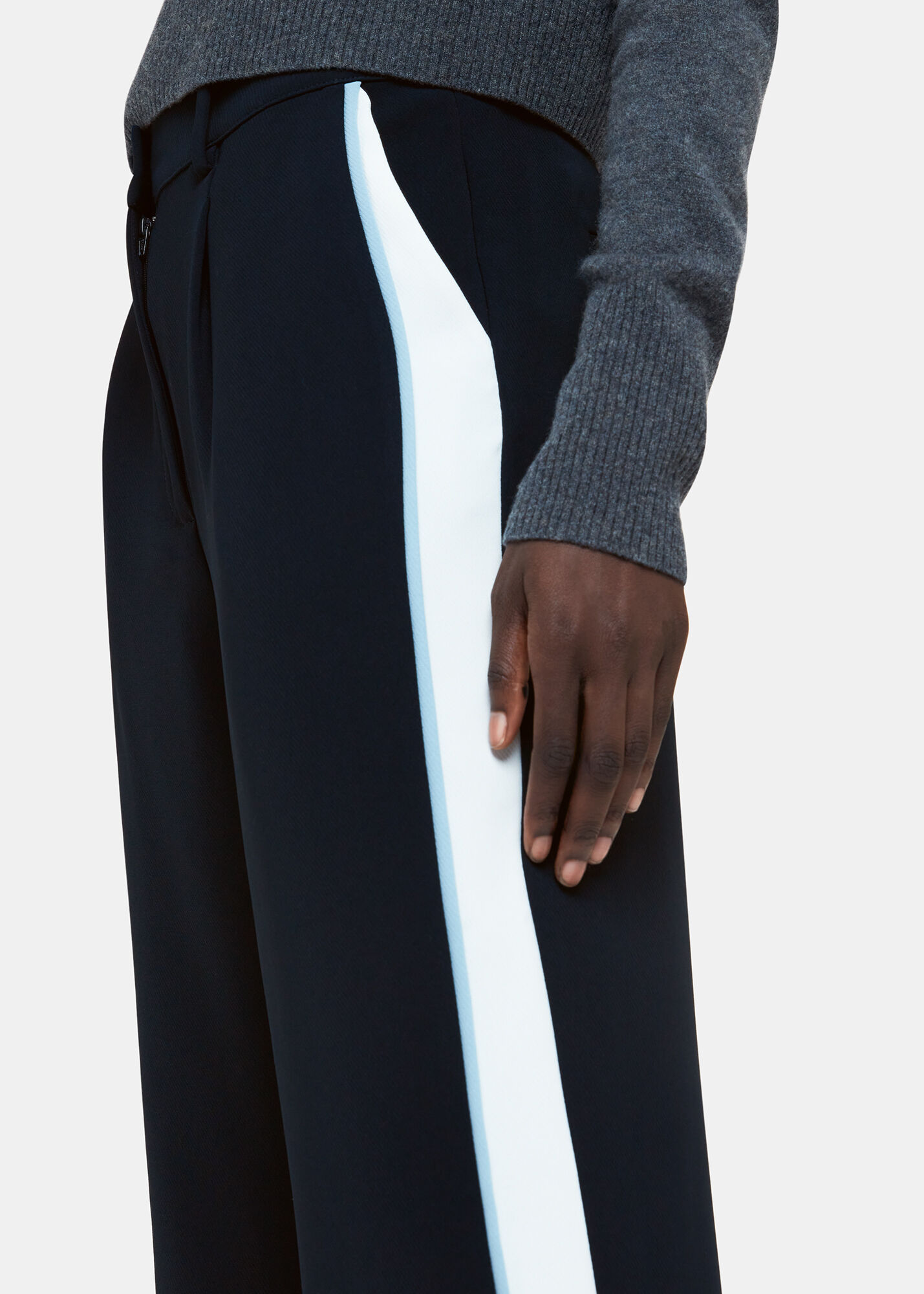 Blue/Multi Crepe Side Stripe Trouser | WHISTLES | Whistles UK