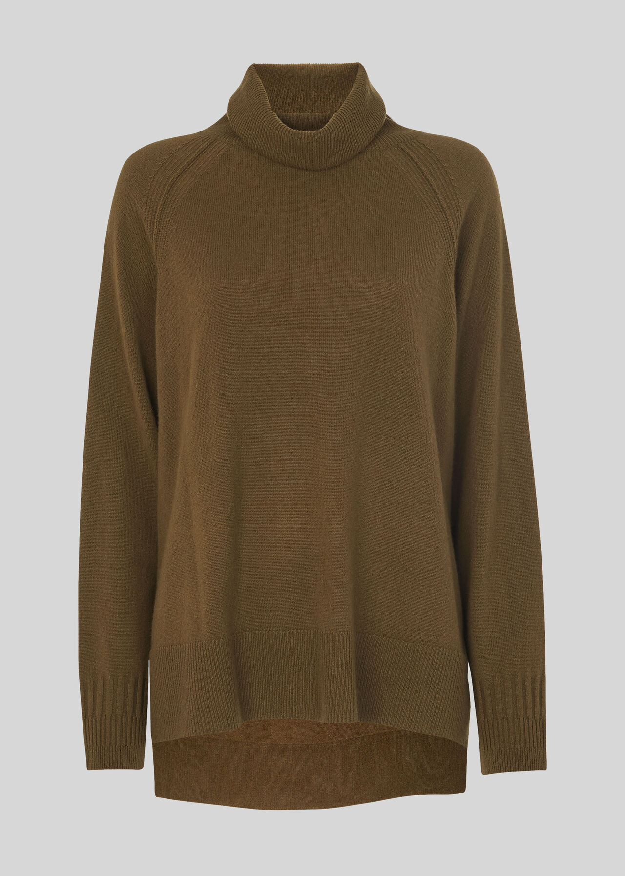 Olive Cashmere Roll Neck | WHISTLES | Whistles UK