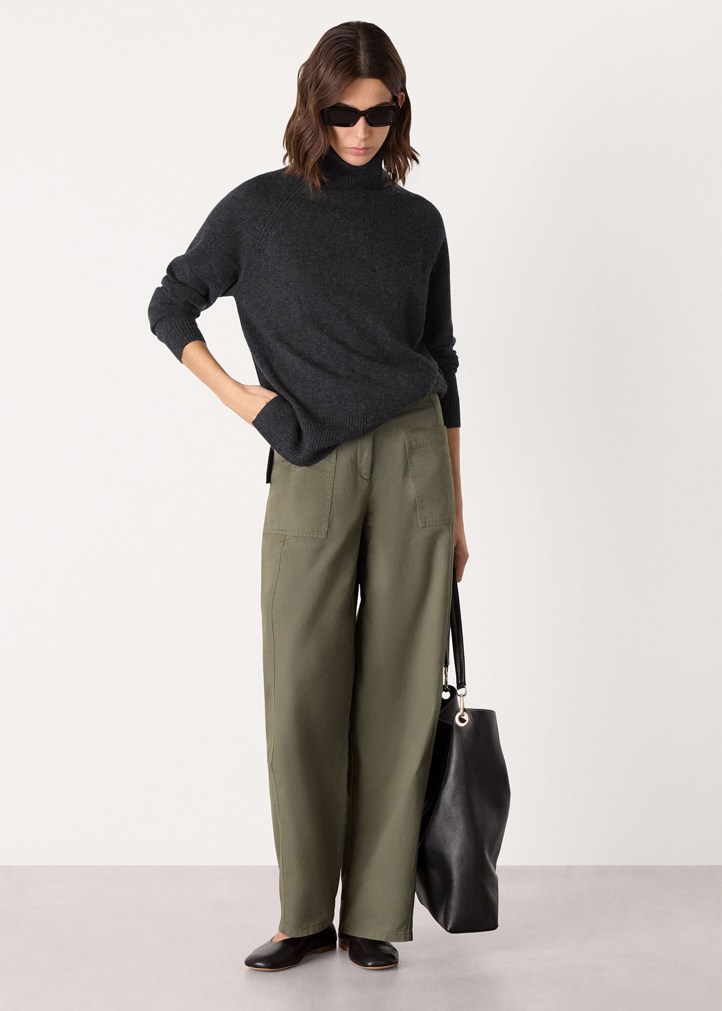 Dark Grey Cashmere Roll Neck Jumper | Whistles