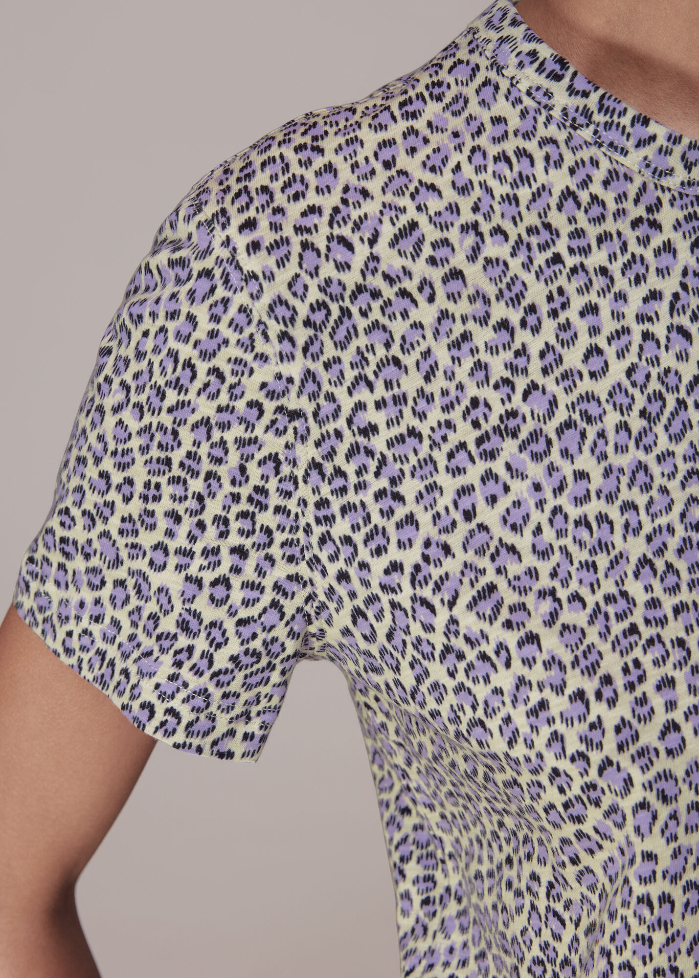 Lilac/Multi Dashed Leopard Print T-Shirt | WHISTLES | Whistles UK