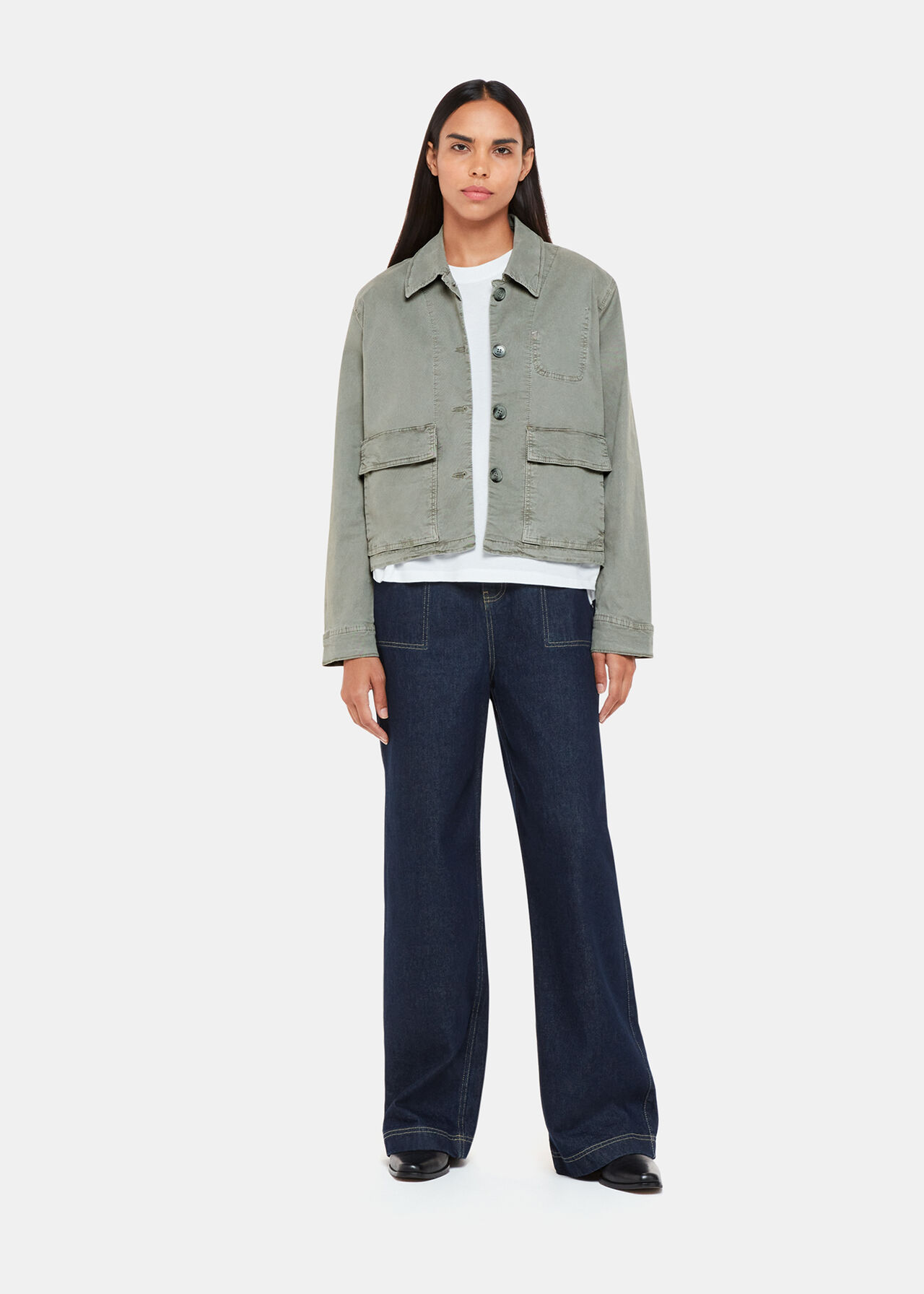 Casual Jacket in Khaki with Front Pockets | Whistles