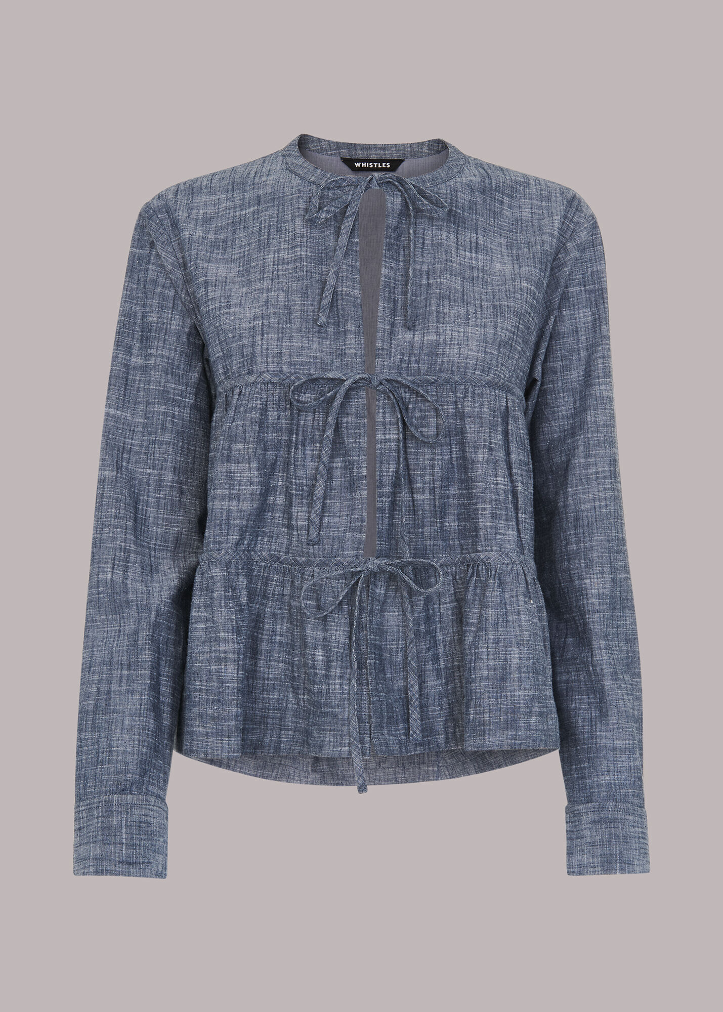 Denim Tie Tier Front Jacket | WHISTLES | Whistles UK