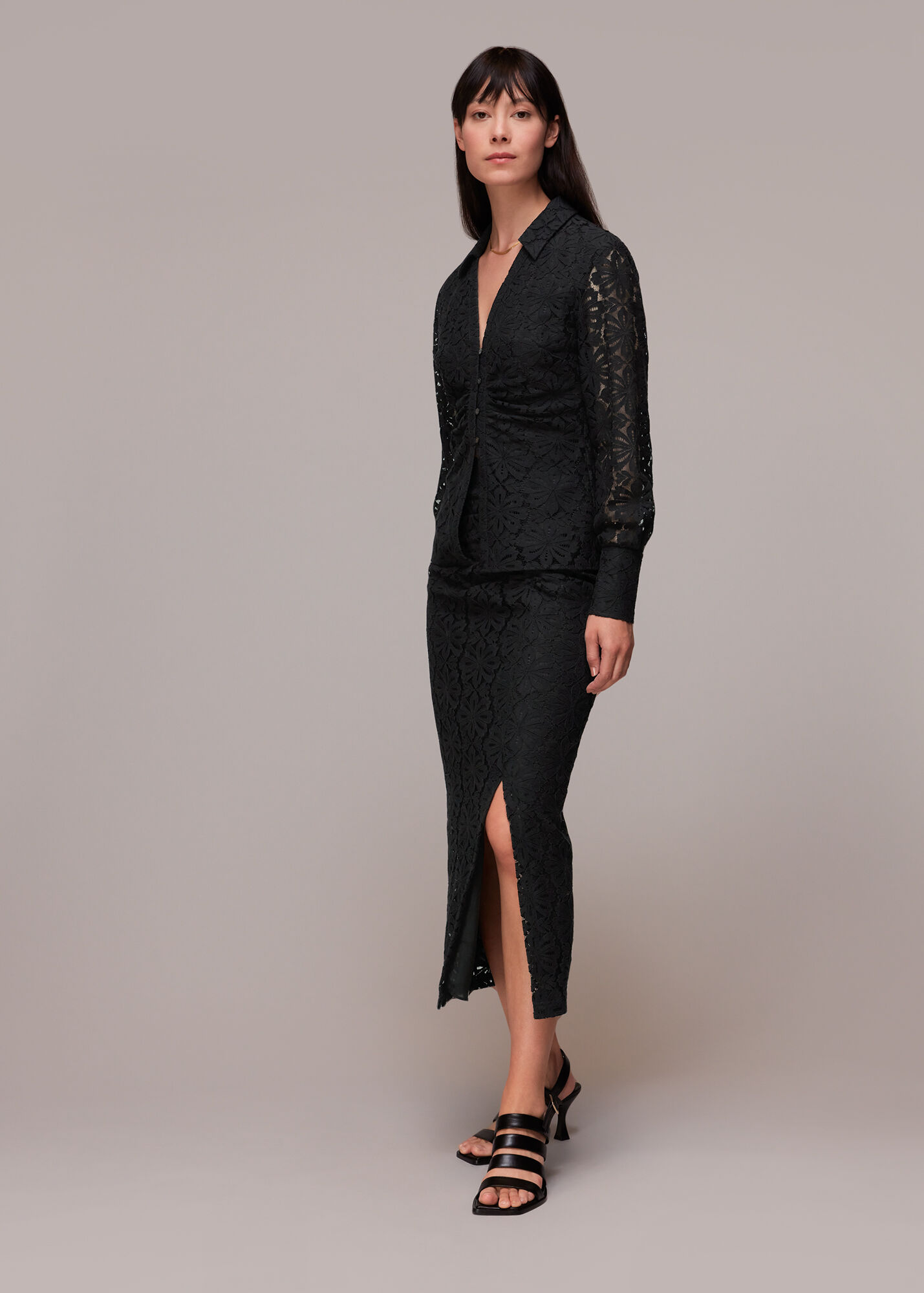 Black Lace Column Skirt | WHISTLES | Whistles UK