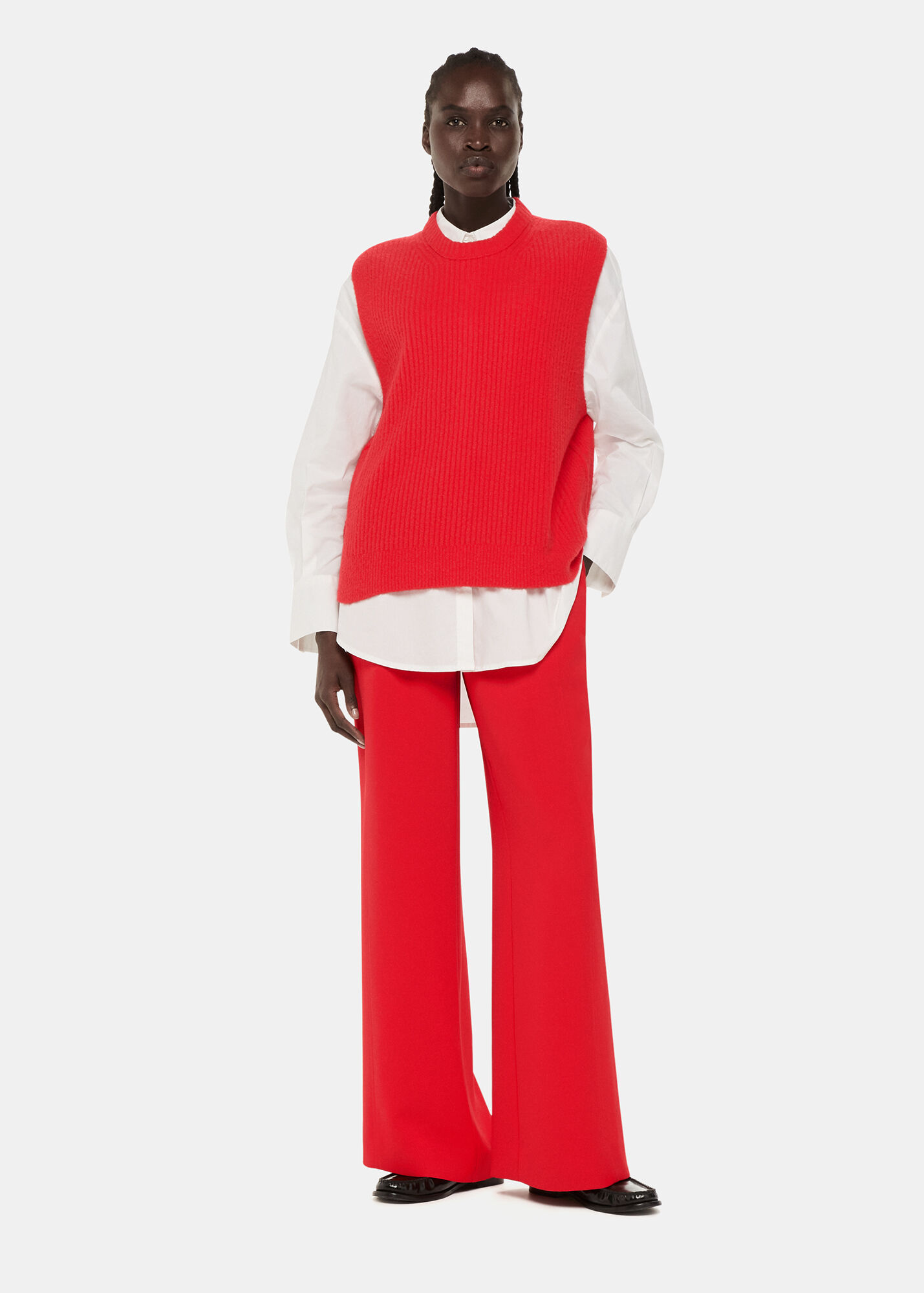 Womens Red Textured Rib Sweater Vest Whistles Us
