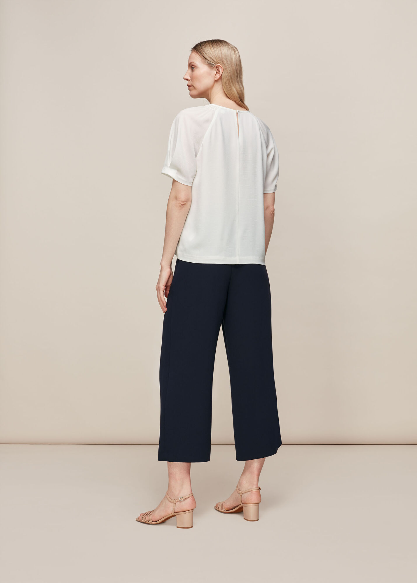 Ivory Smocked Shoulder Shell Top | WHISTLES | Whistles UK