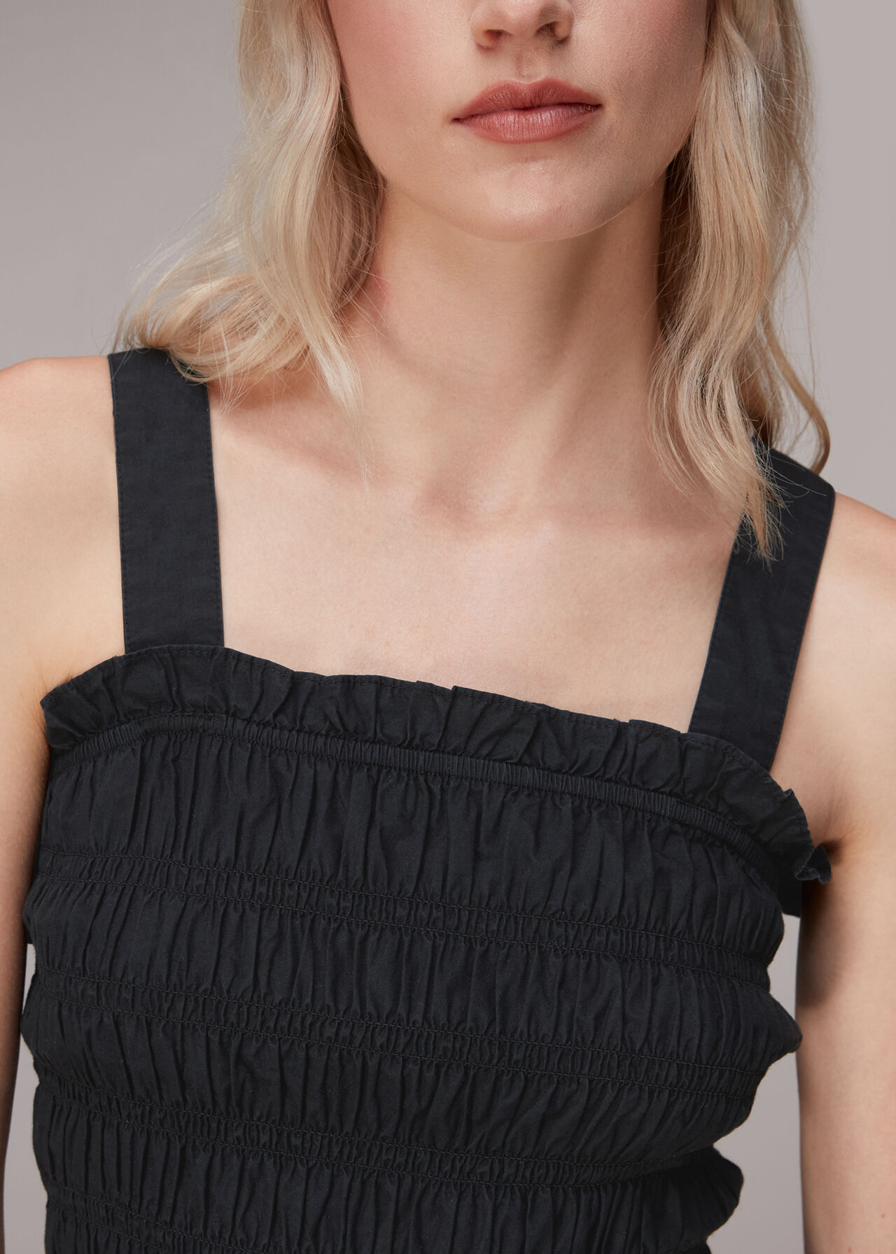 Black Saskia Crinkle Strappy Top | WHISTLES