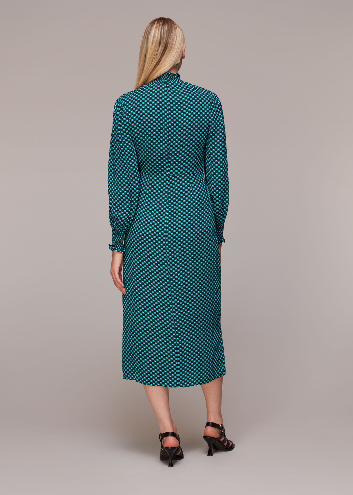 Green/Multi Star Check Print Midi Dress | WHISTLES | Whistles UK