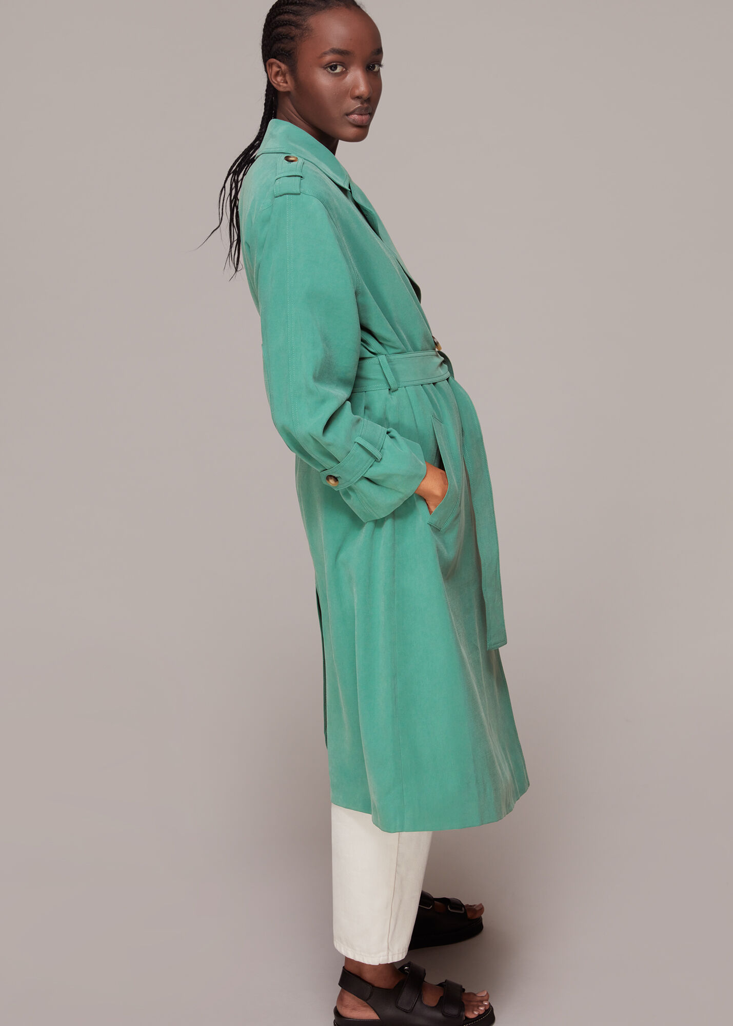 Green Riley Trench Coat | WHISTLES | Whistles