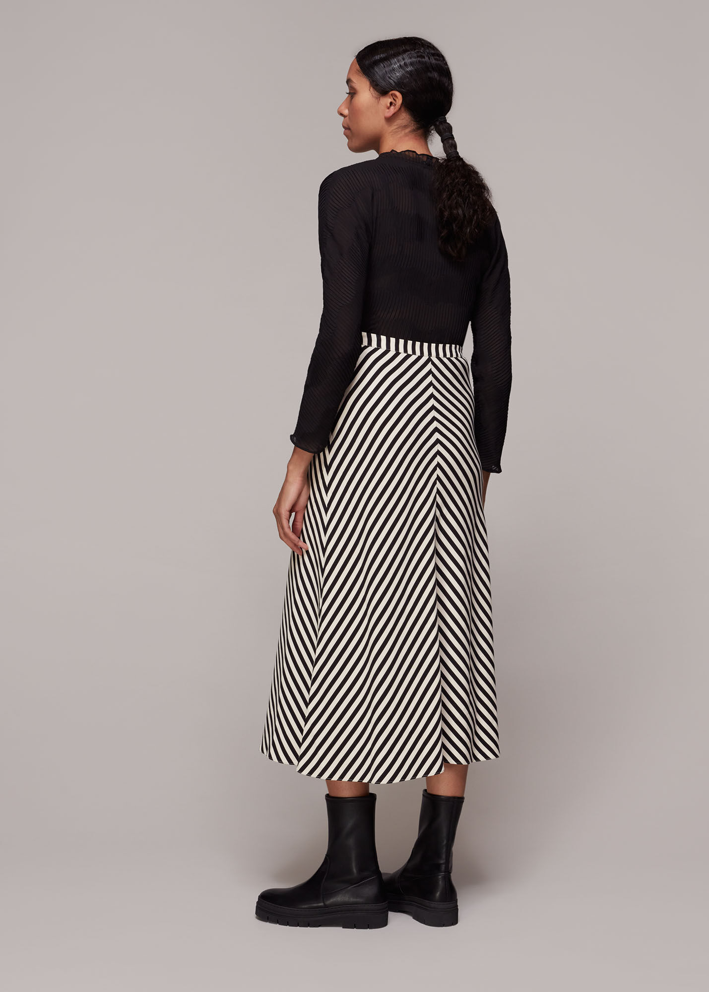 Multicolour Diagonal Stripe Skirt | WHISTLES | Whistles UK