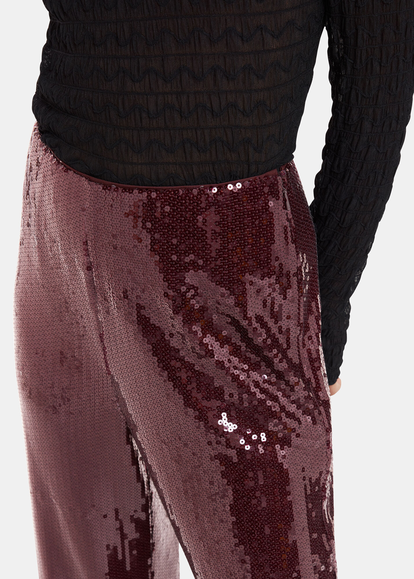 High Waisted Sequin Trousers In Burgundy | Whistles | Whistles UK