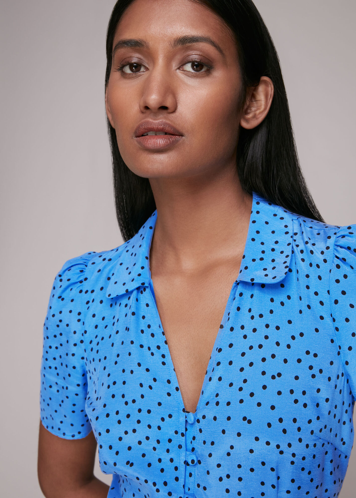 Blue/Multi Rowan Irregular Spot Dress | WHISTLES | Whistles UK