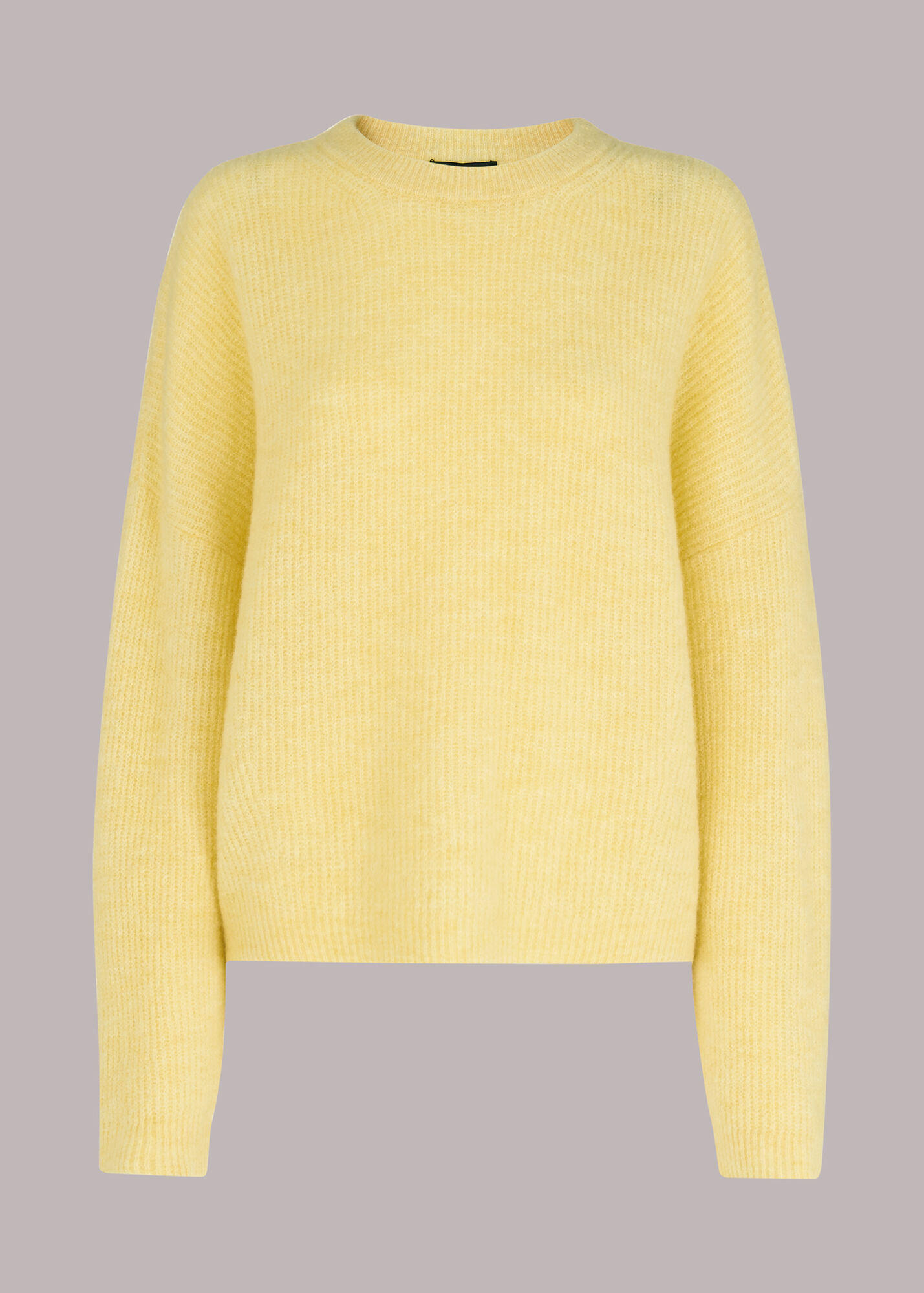 Yellow Ribbed Crew Neck Jumper | WHISTLES | Whistles UK