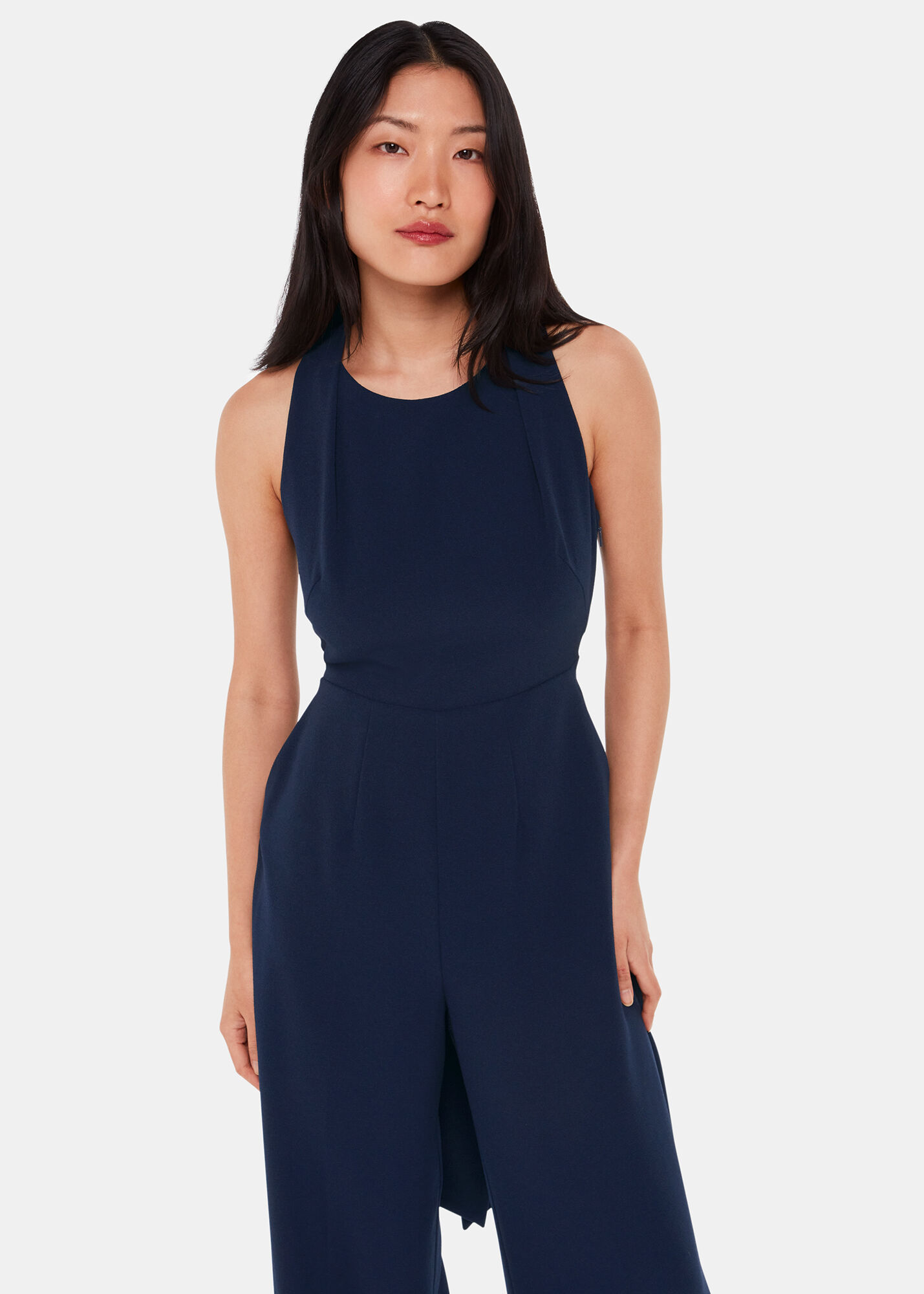 Whistles Navy Blue Tie Back Jumpsuit | Elegant Bridesmaid | Whistles UK