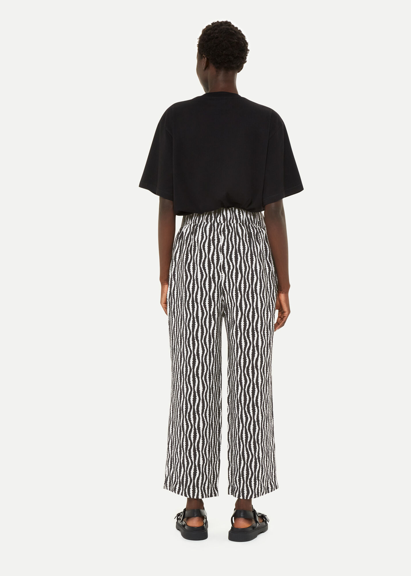 Black/White Optical Rope Cropped Trouser | WHISTLES | Whistles UK