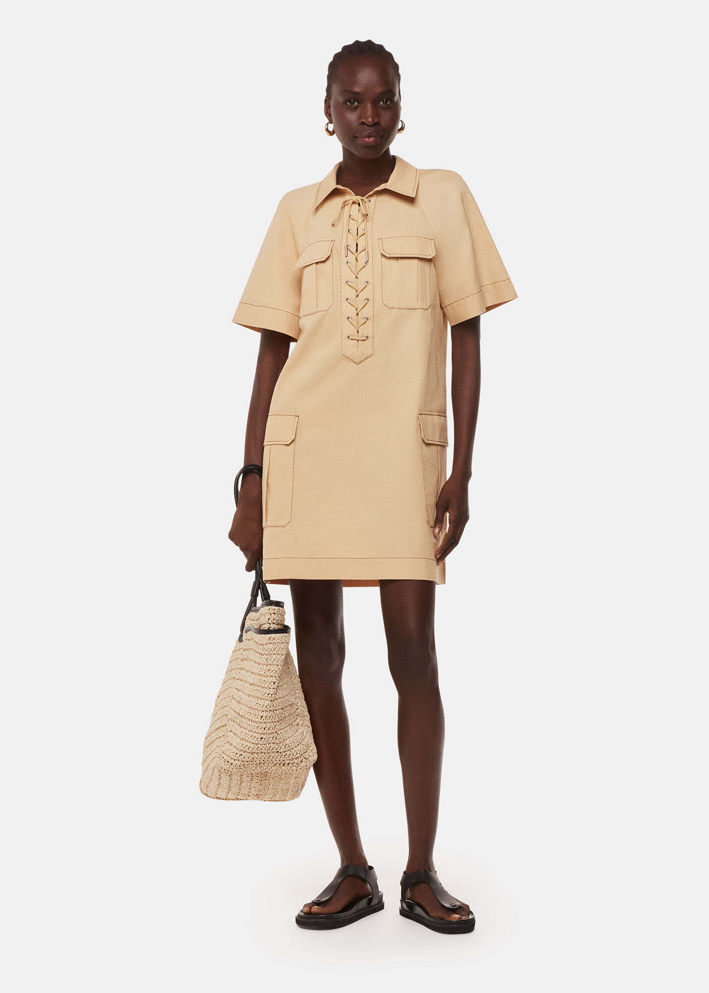 Beige Ella Safari Dress | WHISTLES | Whistles UK