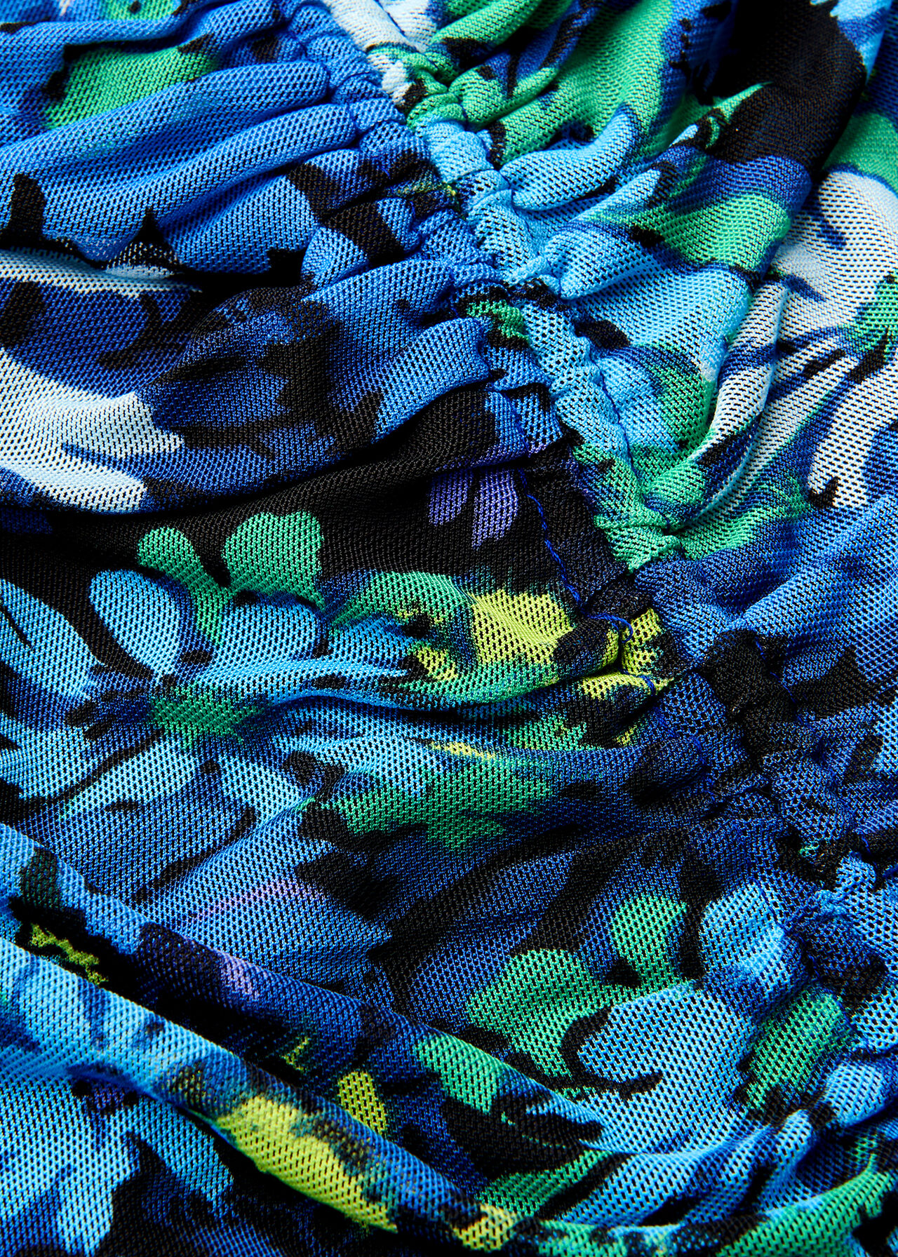 Blue/Multi Retro Floral Mesh Dress | WHISTLES