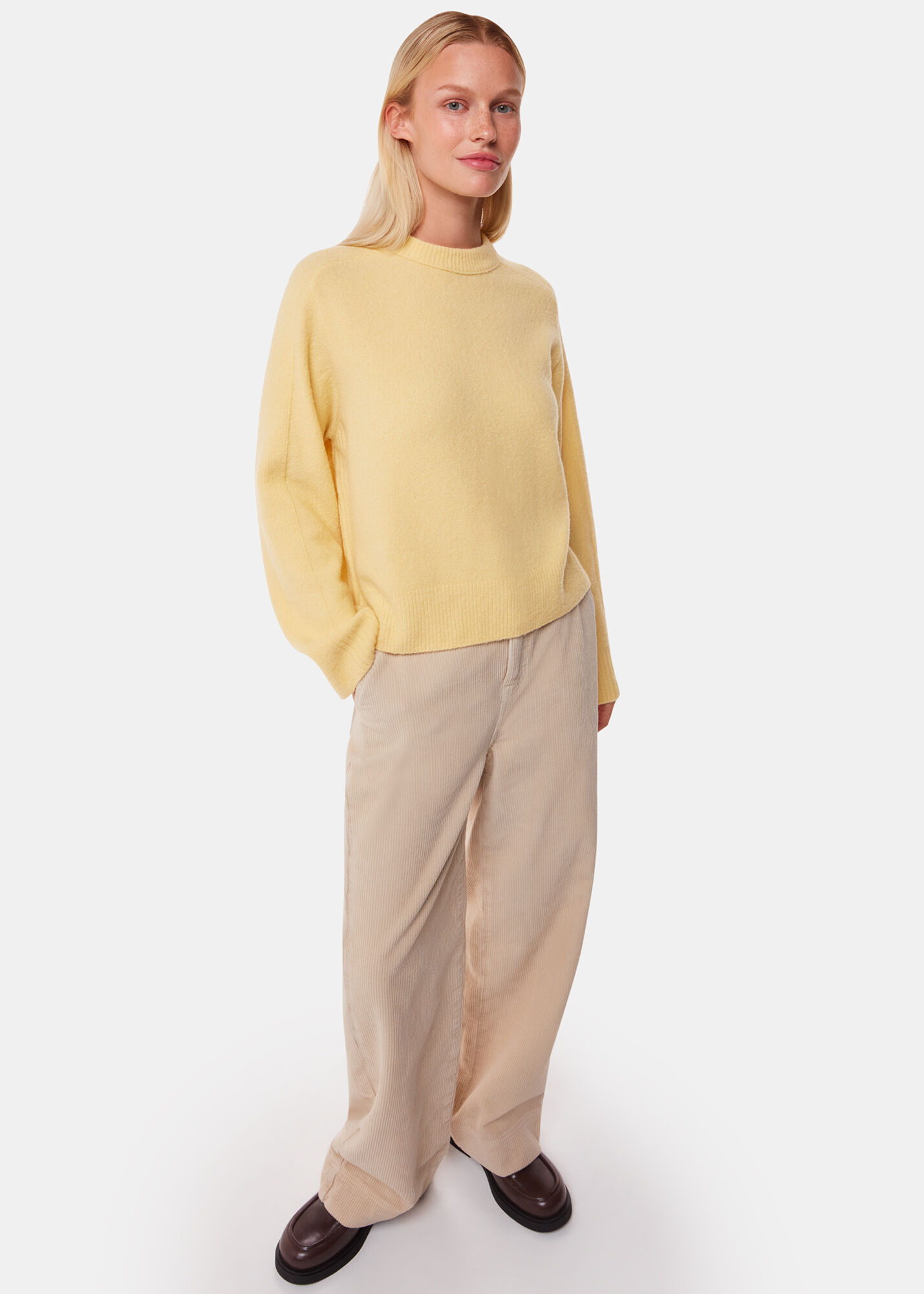 Yellow Alana Wool Mix Crew Neck | WHISTLES | Whistles UK