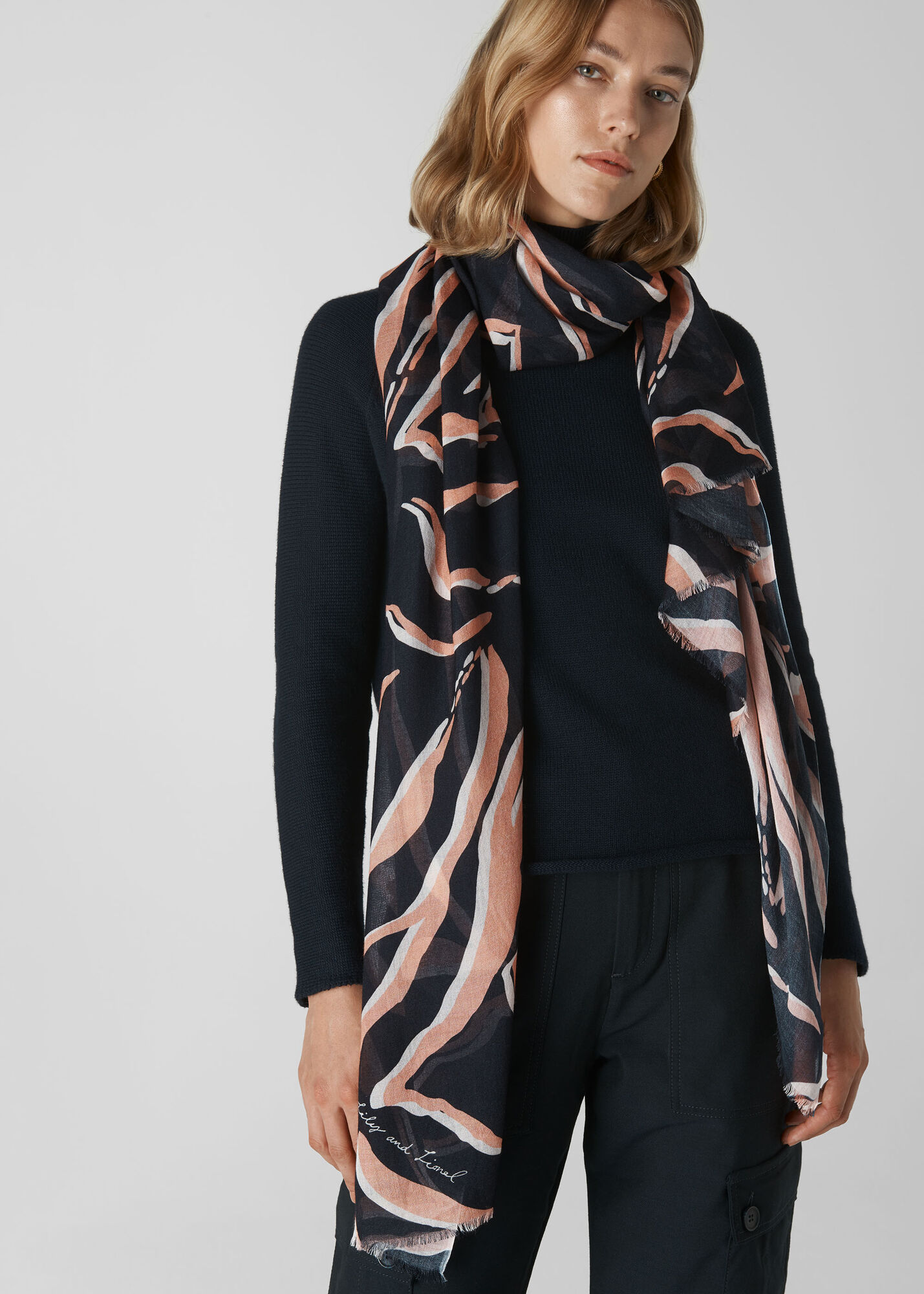 Black/Multi Lily And Lionel Zebra Scarf | WHISTLES