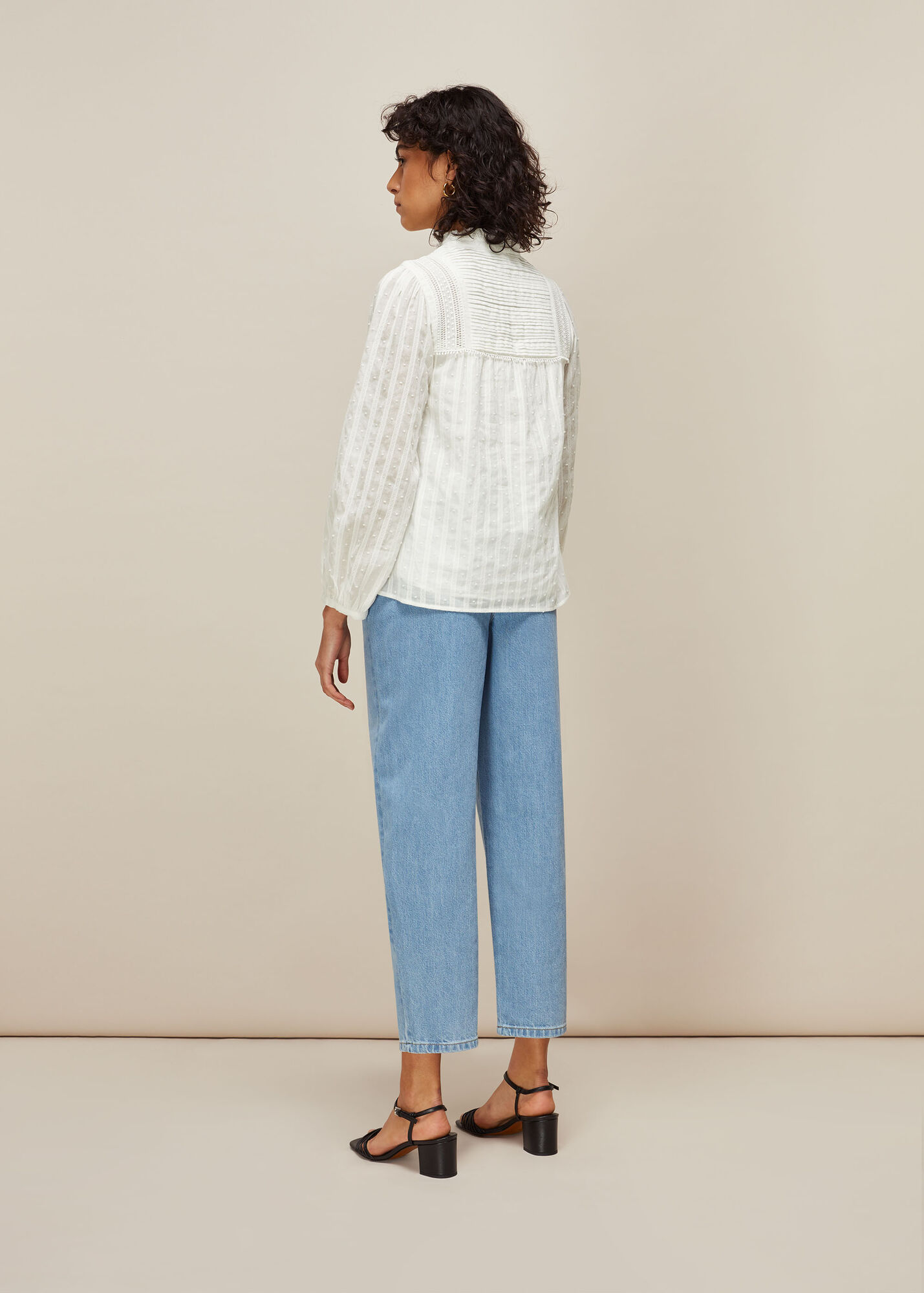 Ivory Joy Cotton Dobby Top | WHISTLES | Whistles UK