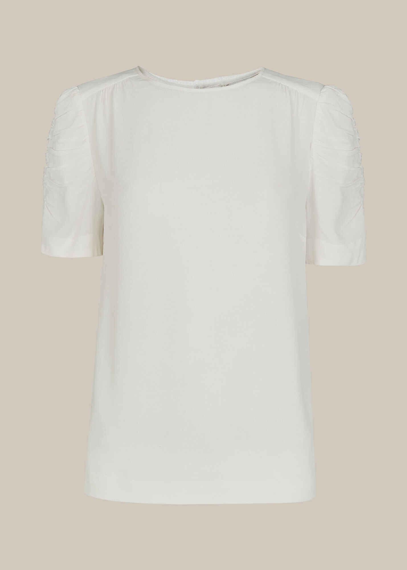 Ivory/Multi Ruched Sleeve Nelly Shell Top | WHISTLES | Whistles UK