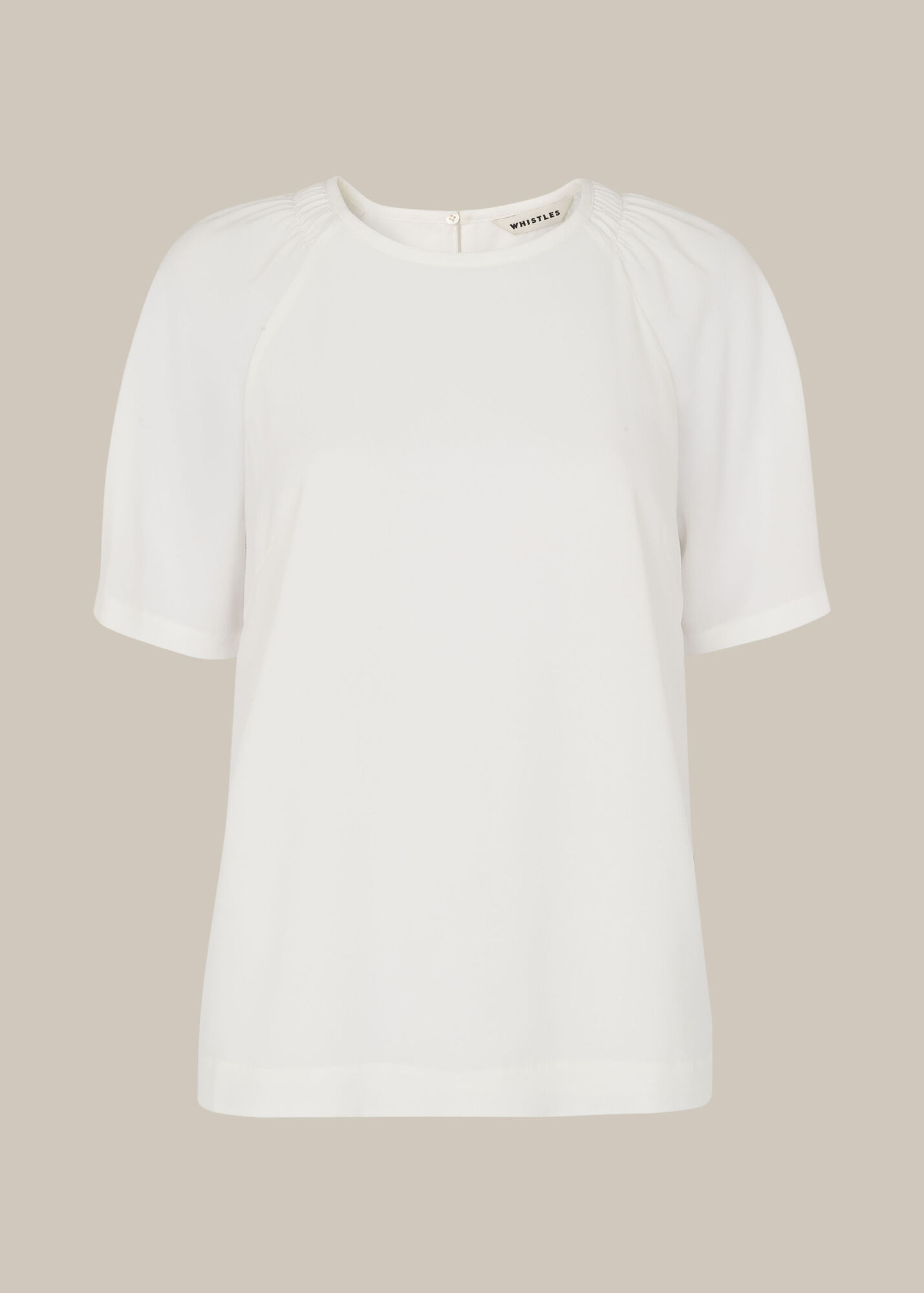 Ivory Smocked Shoulder Shell Top | WHISTLES | Whistles UK