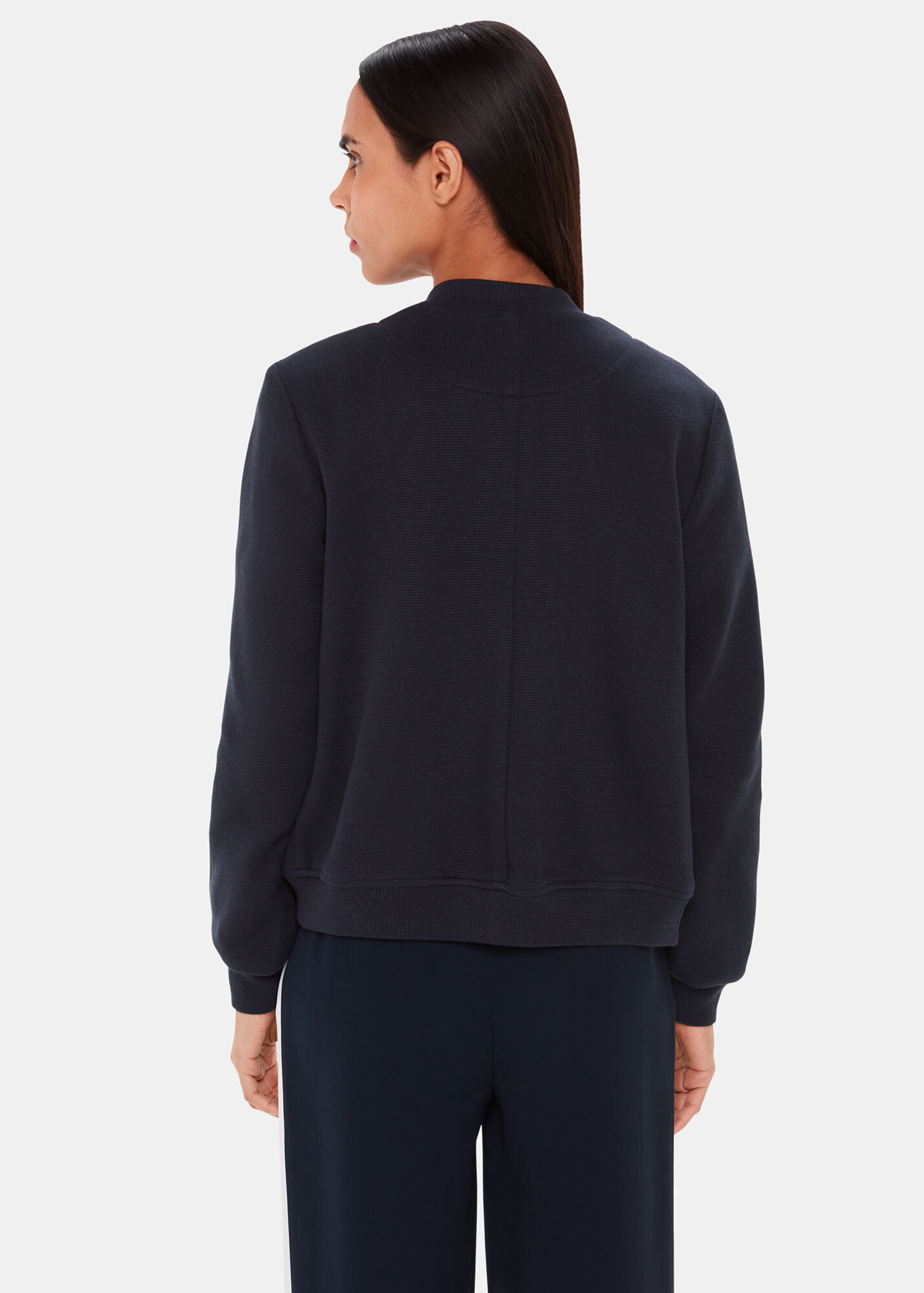 Navy Jersey Bomber Jacket | WHISTLES | Whistles UK