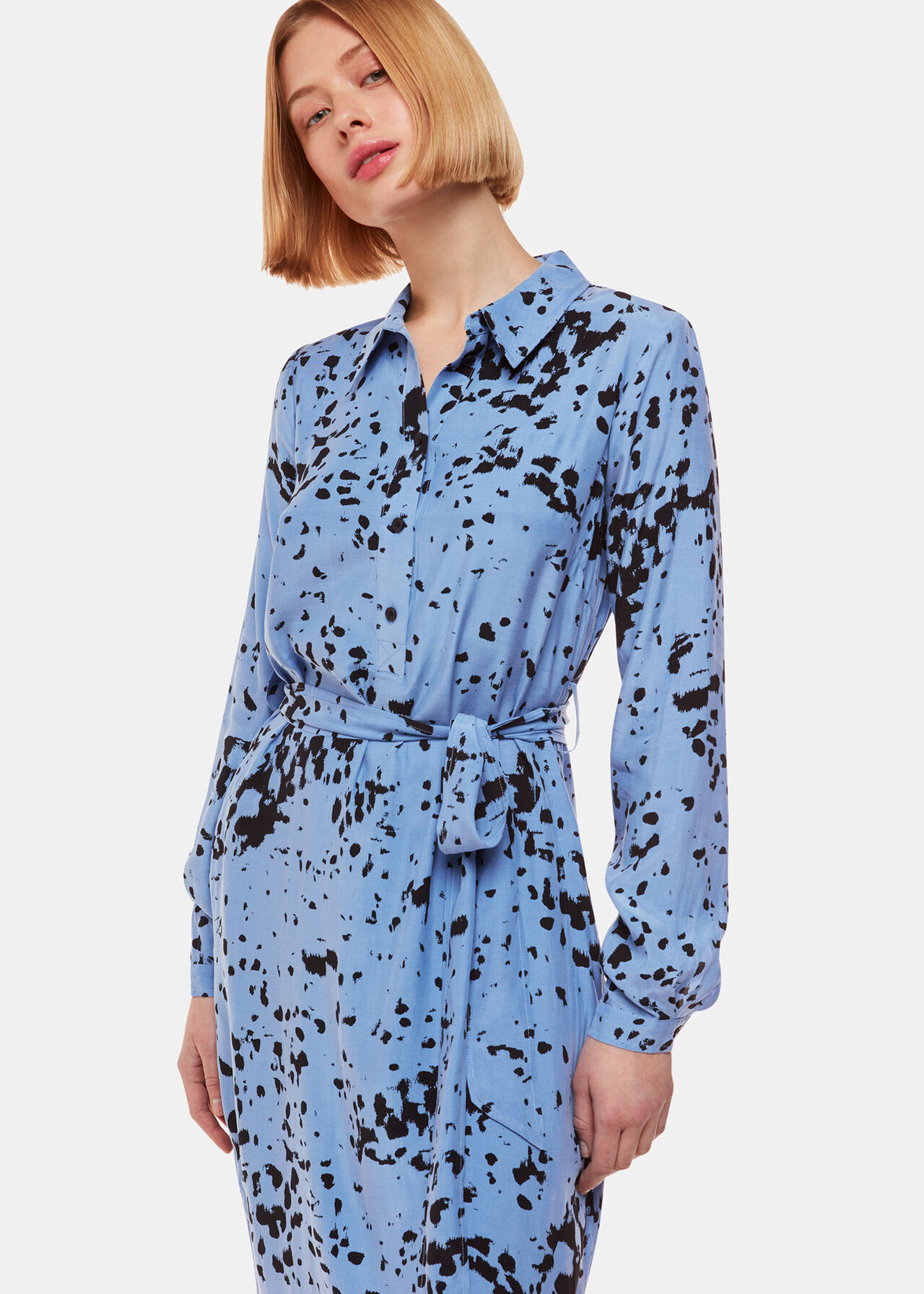 Blue/Multi Smudged Spot Print Imie Dress | WHISTLES