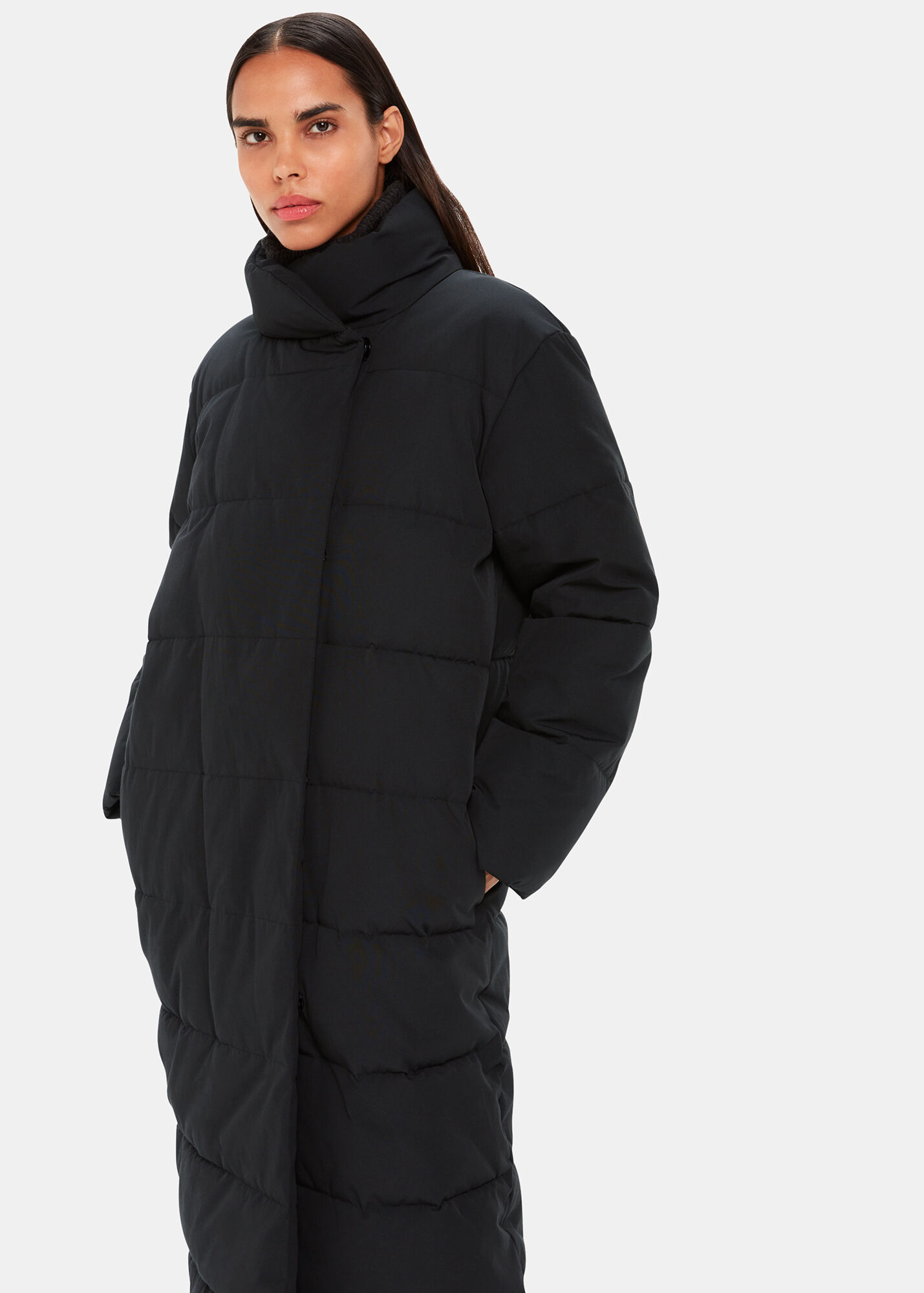 Black Maxi Longline Puffer | WHISTLES | Whistles US