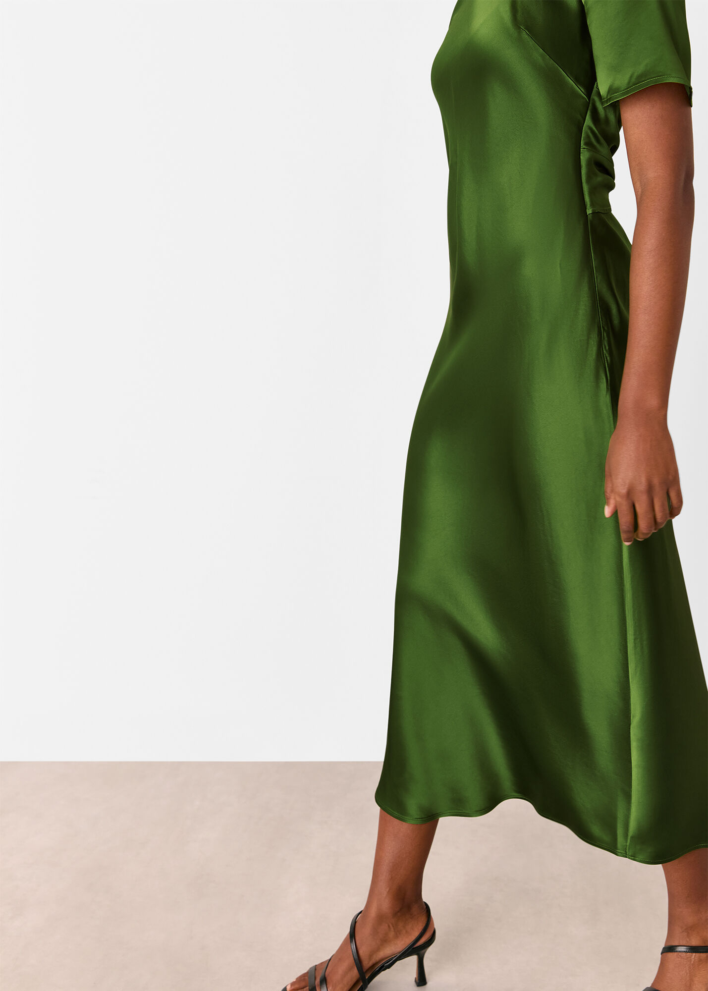 Green Avery Satin Twist Dress | WHISTLES | Whistles AU