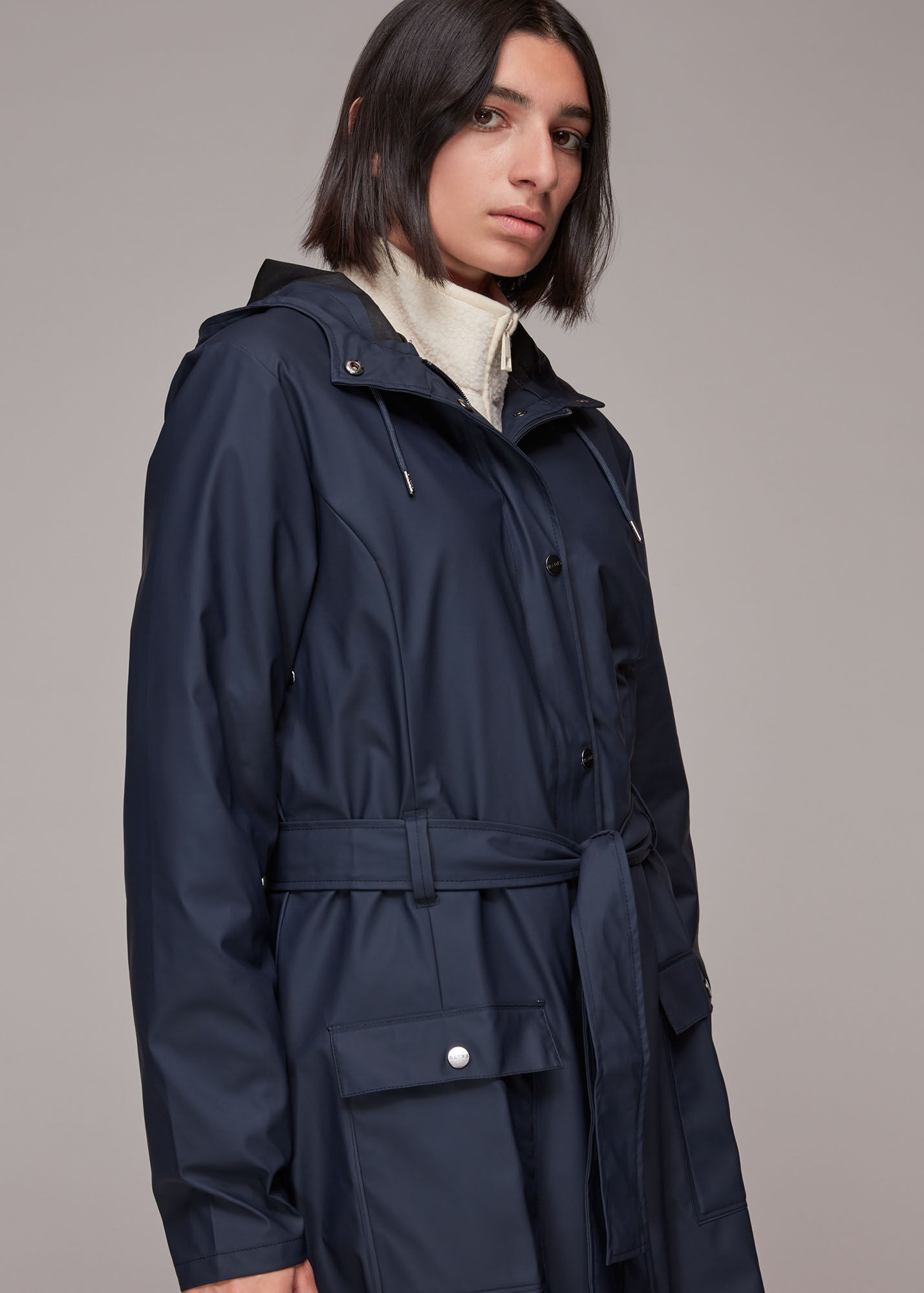 Navy Rains Curve Jacket | WHISTLES | Whistles US