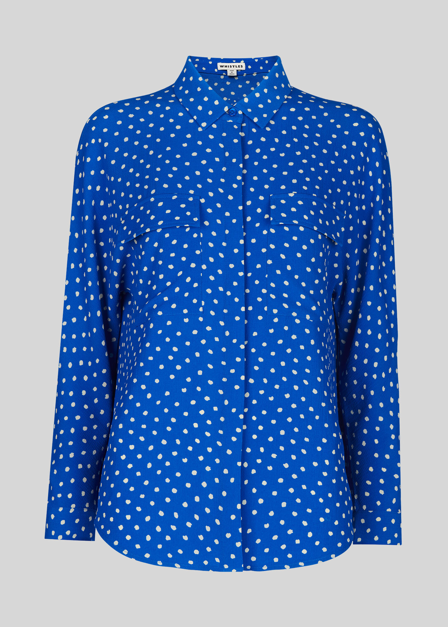 Blue/Multi Abstract Spot Selma Blouse | WHISTLES
