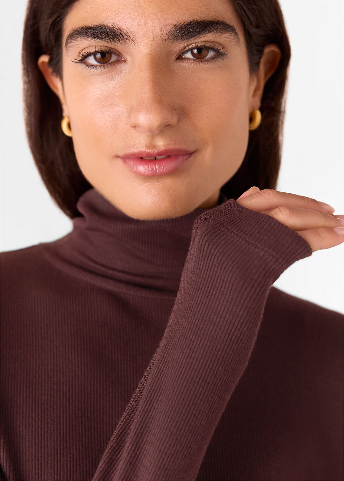 Burgundy Essential Ribbed Polo | WHISTLES | Whistles UK