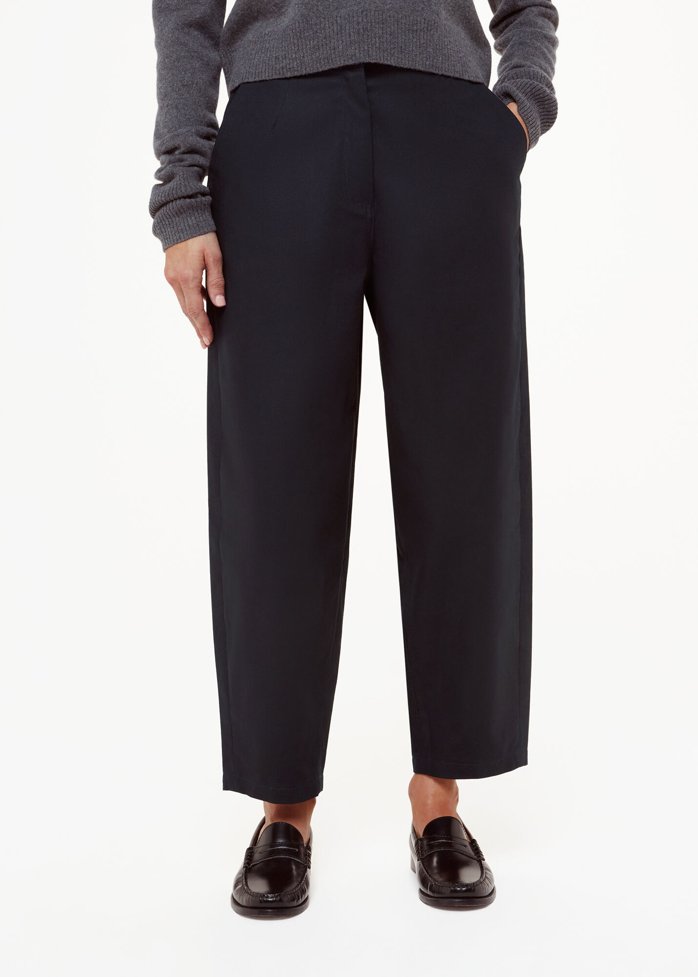 Navy Carla Barrel Cotton Trouser | WHISTLES | Whistles UK