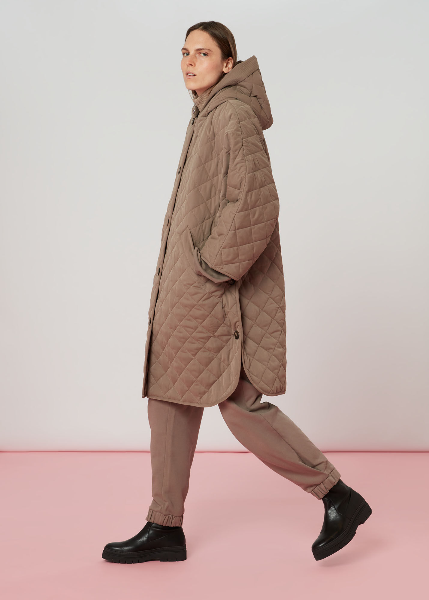 Taupe Quilted Cape | WHISTLES | Whistles UK
