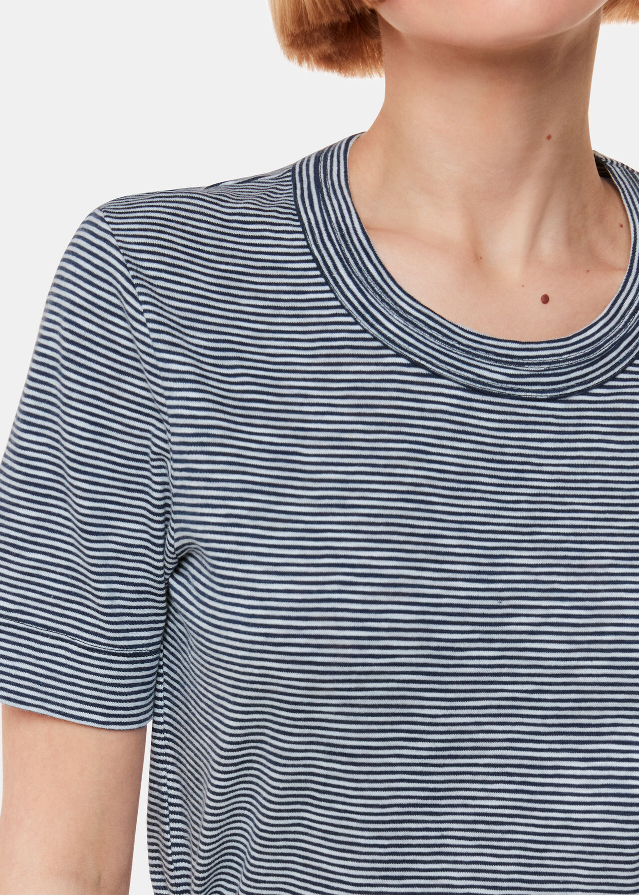 Navy/Multi Rosa Double Trim Stripe Tshirt | WHISTLES