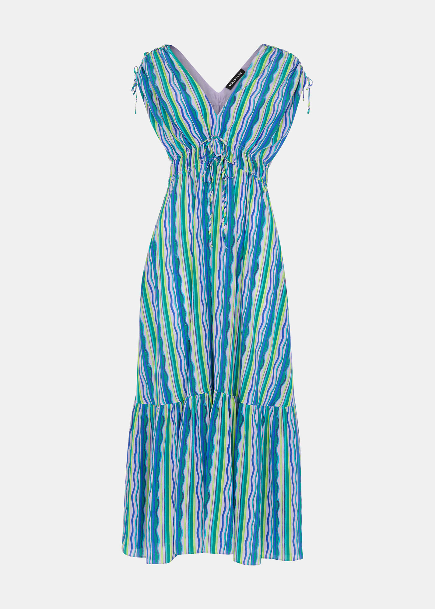 Multicolour Wiggle Stripe Silk Dress | WHISTLES | Whistles UK